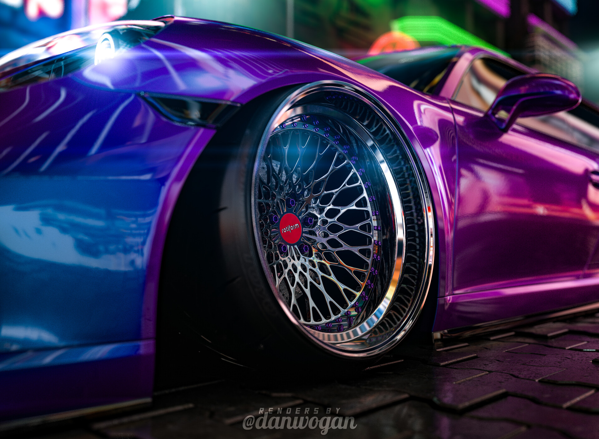 Daniel Wogan - Stanced Porsche Limousine 3D Render