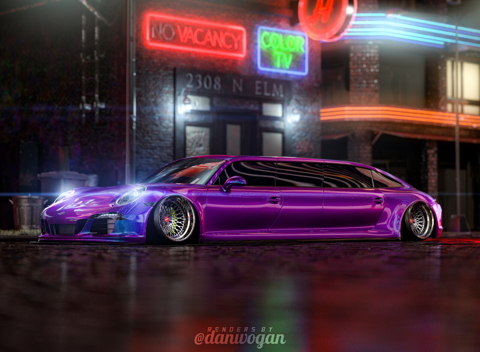 Daniel Wogan - Stanced Porsche Limousine 3D Render