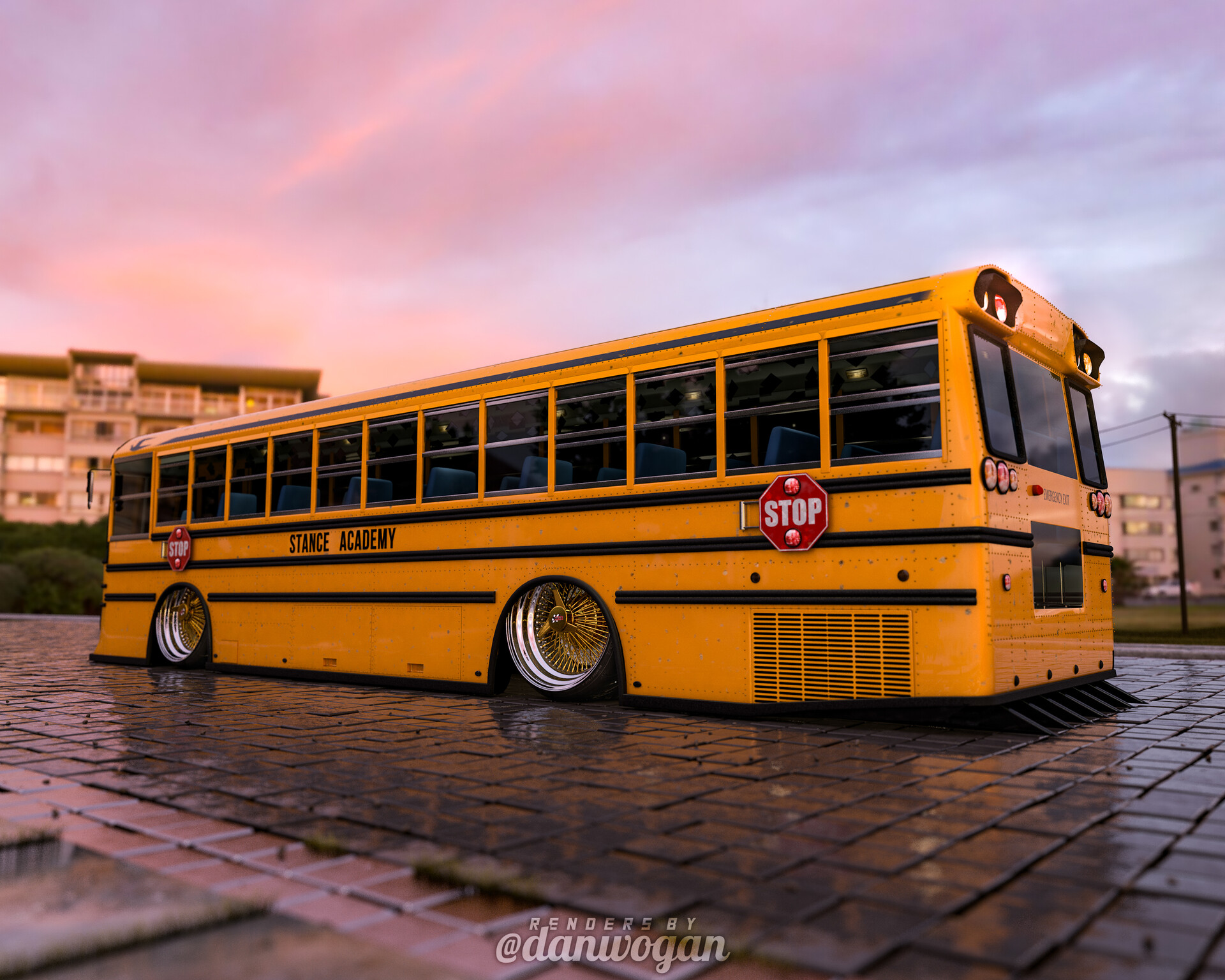 Daniel Wogan - Stanced School Bus 3D Render