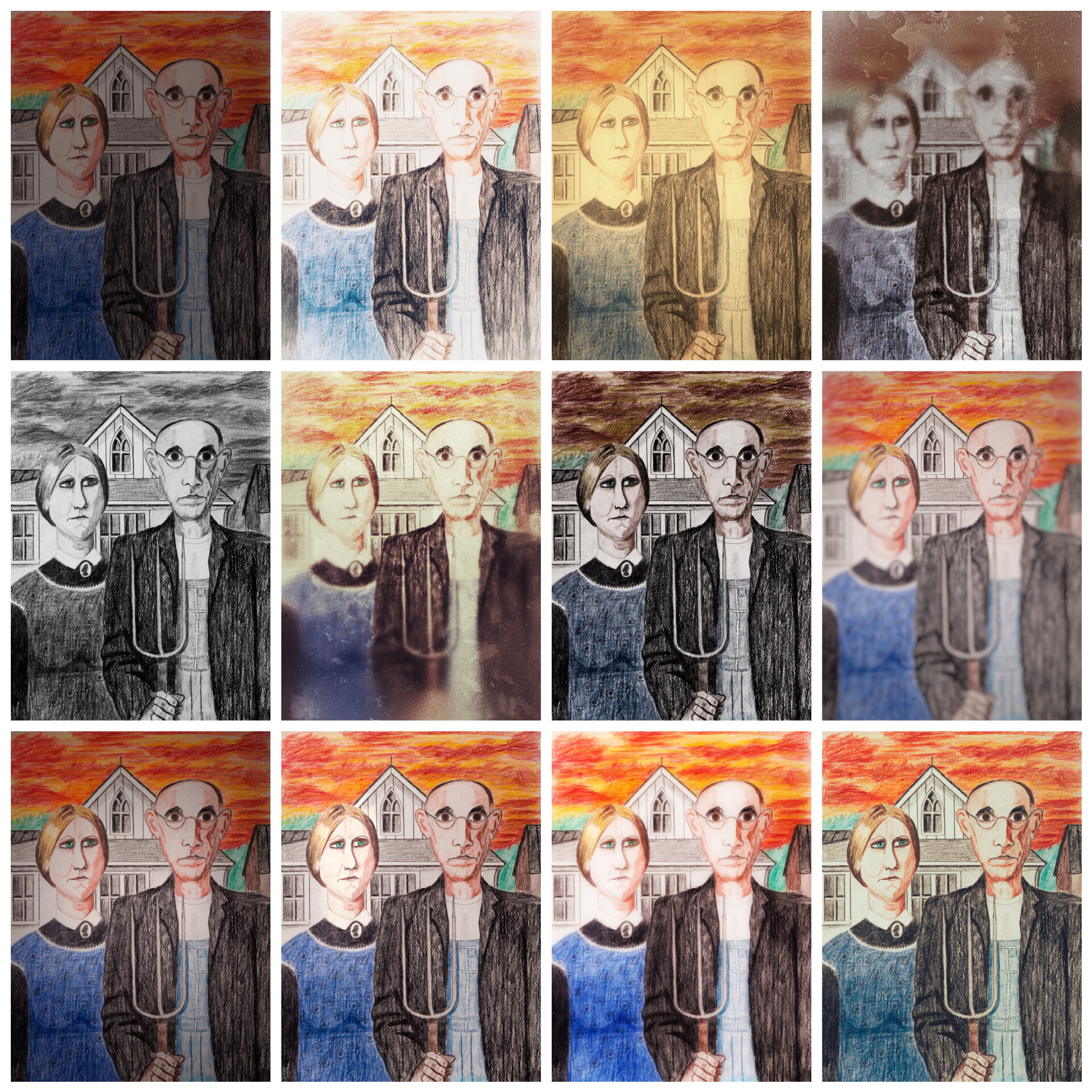 ArtStation - American Gothic Farmers Group Pop Art