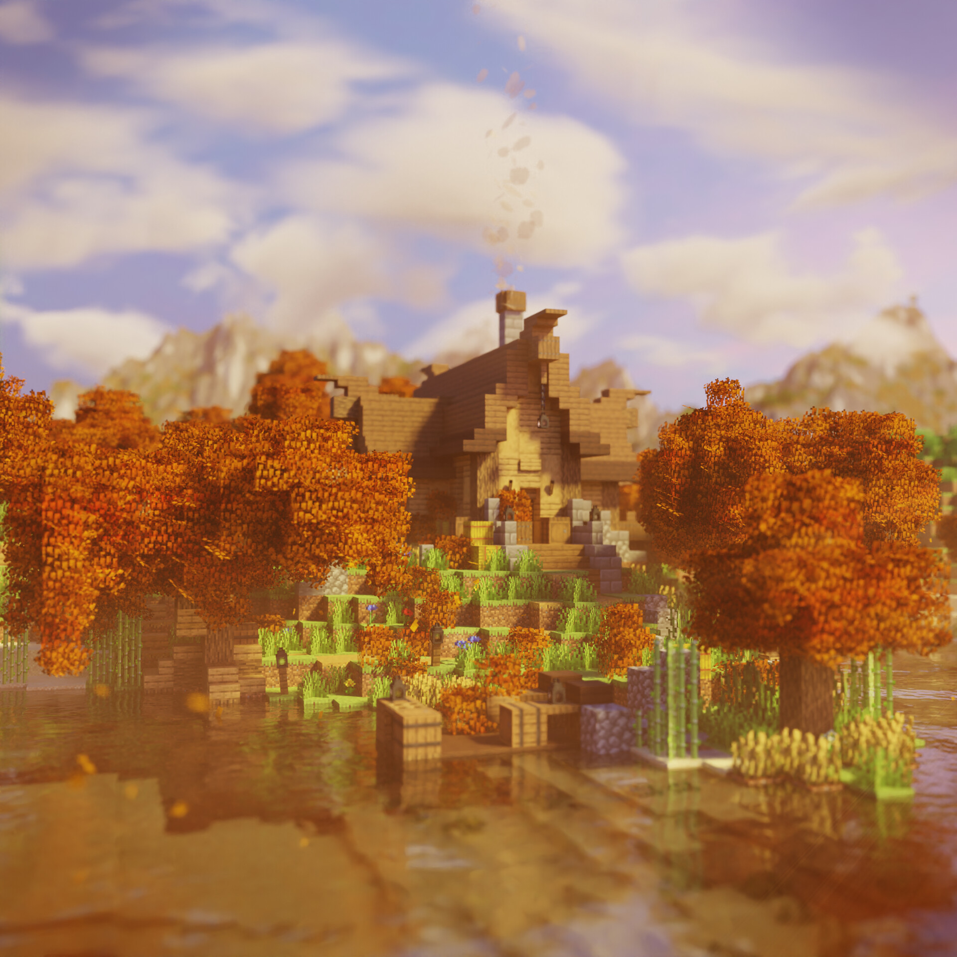 ArtStation - Autumnal Minecraft Survival House Render