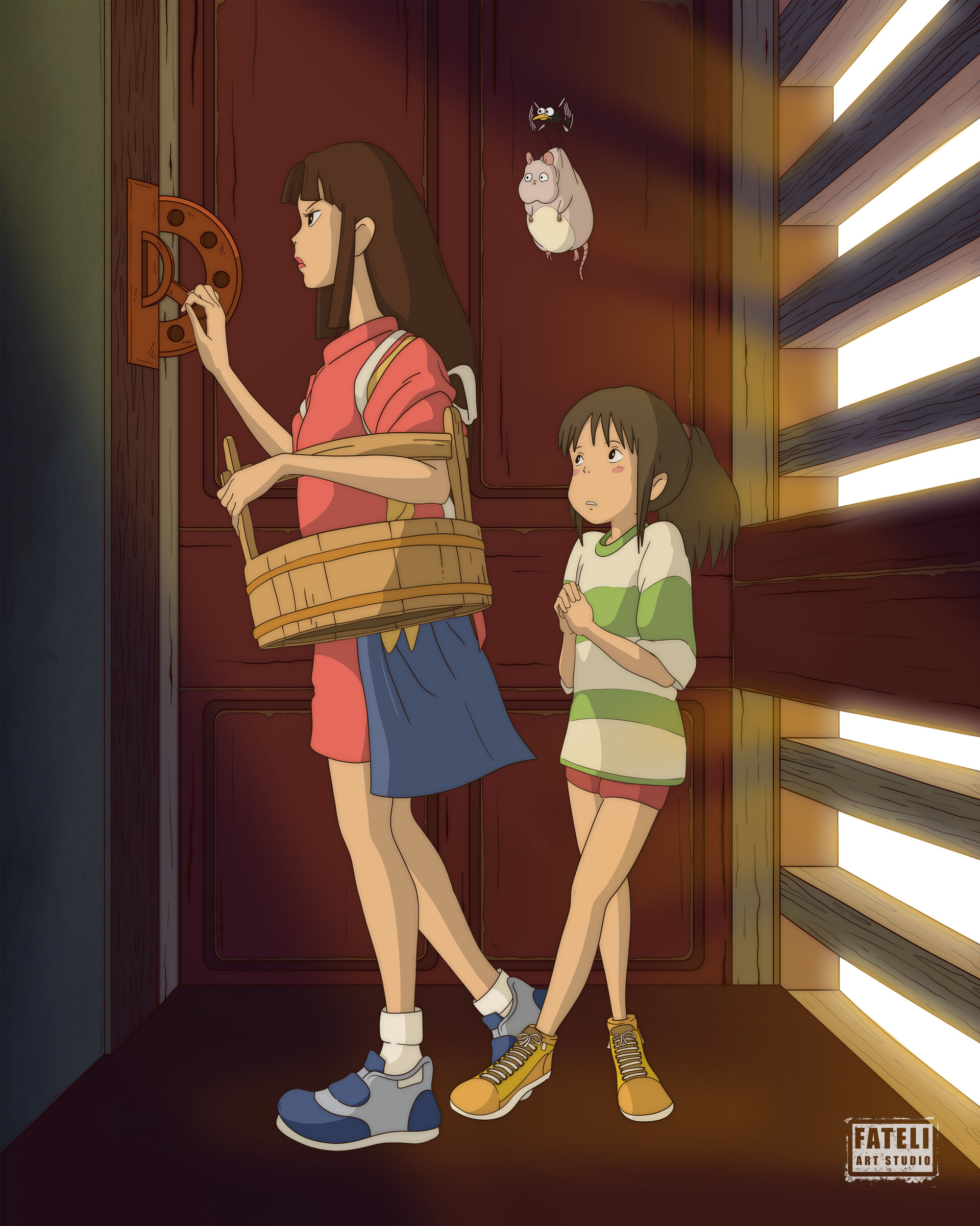 ArtStation - Chihiro and Lin in the elevator