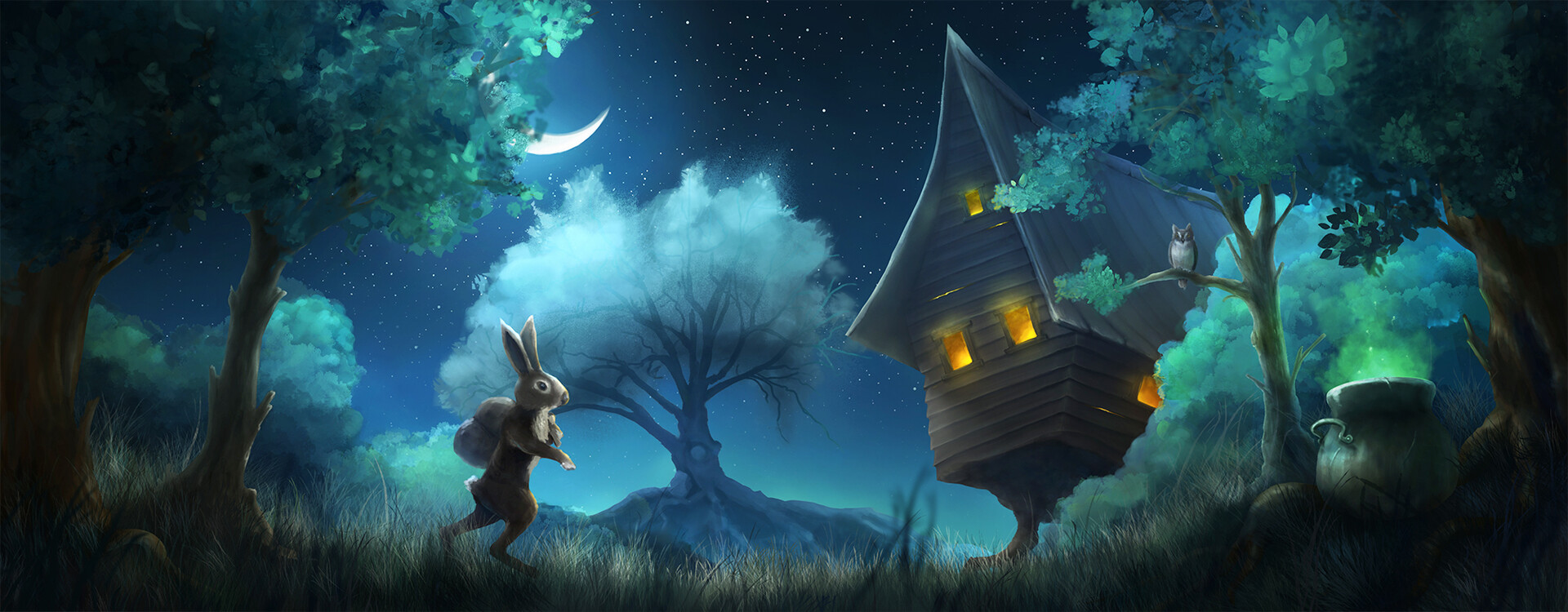 ArtStation - A hare with something magic in his bag