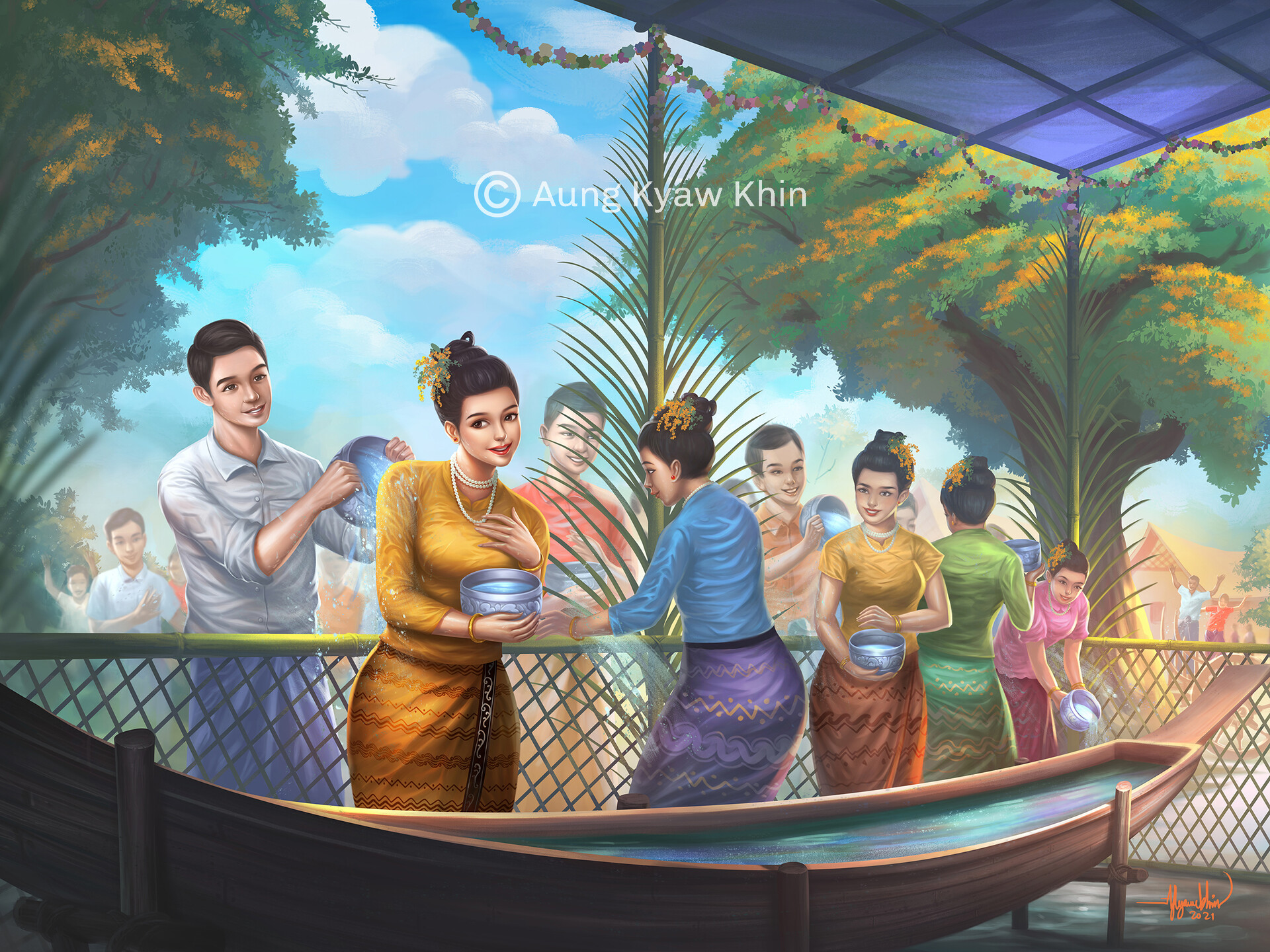 Aung Kyaw Khin - Rakhine Cultural Digital Paintings