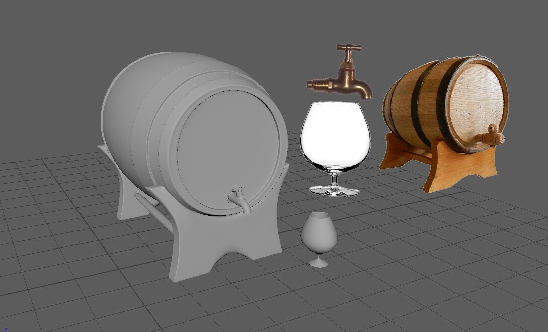 ArtStation - Whiskey Barrel and glass