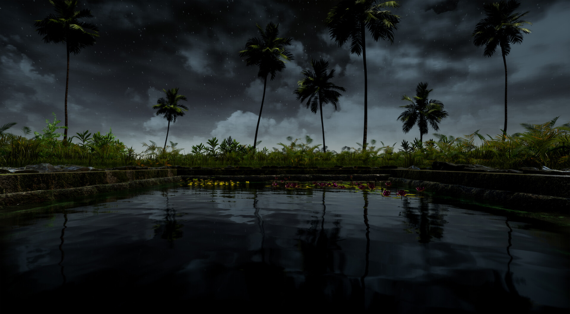 Santhosh Kumar - Backyard Pond (Night) environment in UE4