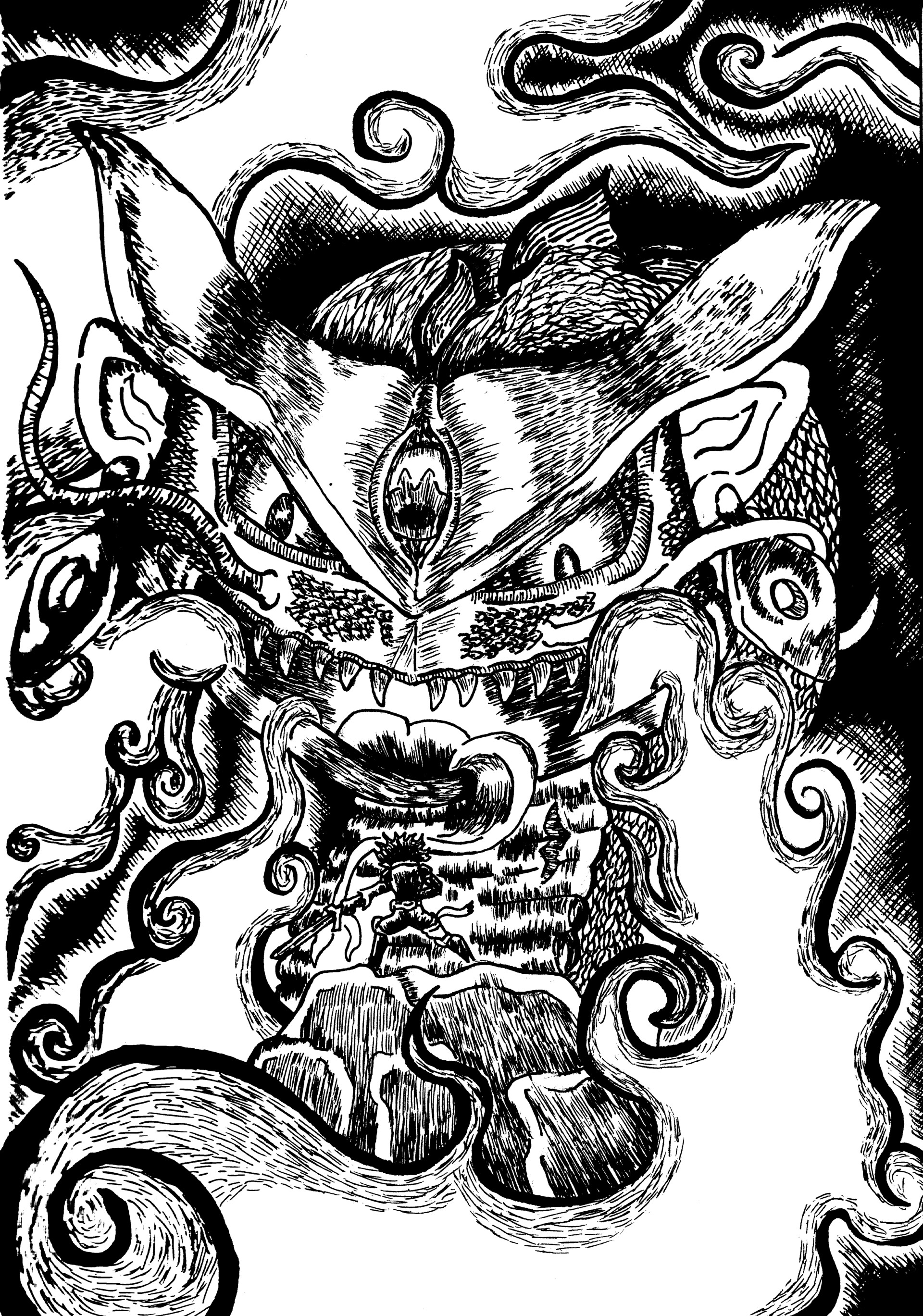 ArtStation - Ink Drawing - Smoke Serpent