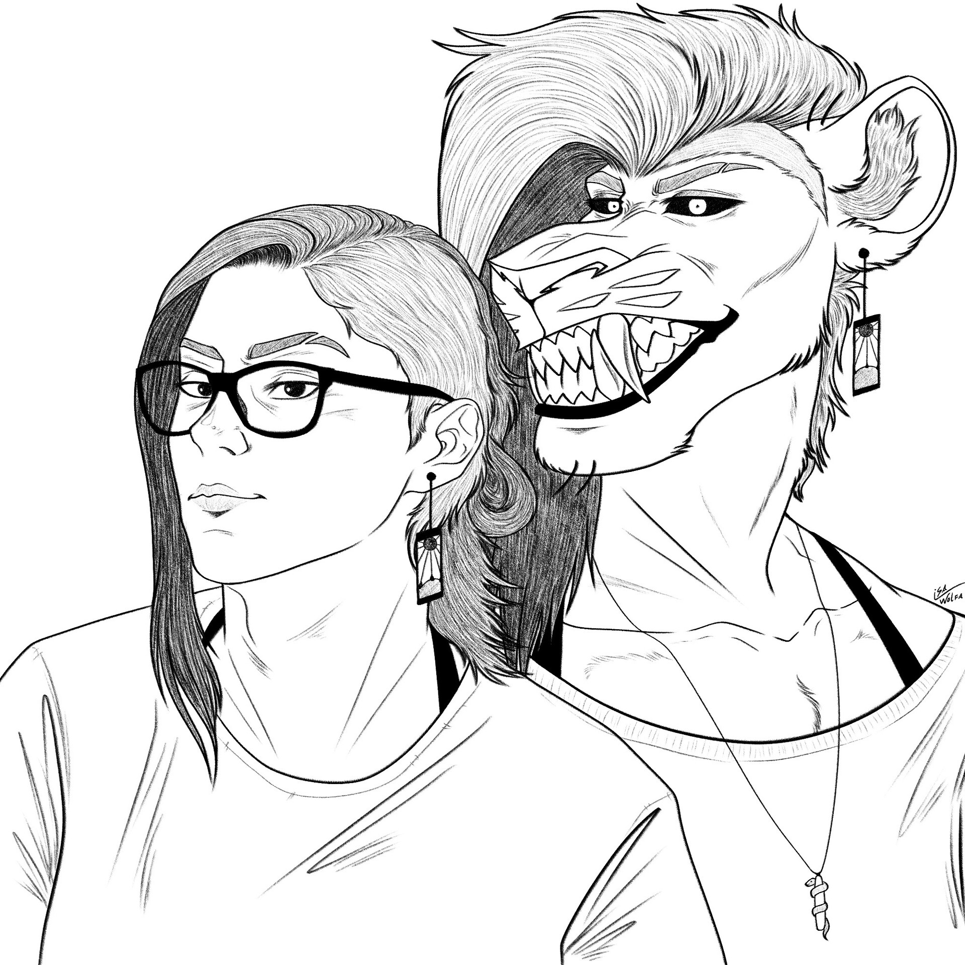 ArtStation - “Draw you and your fursona” trend lineart