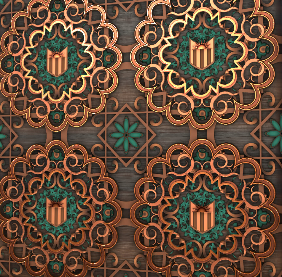 ArtStation - Spanish Inspired Metalwork and Tiles - Substance Designer Only
