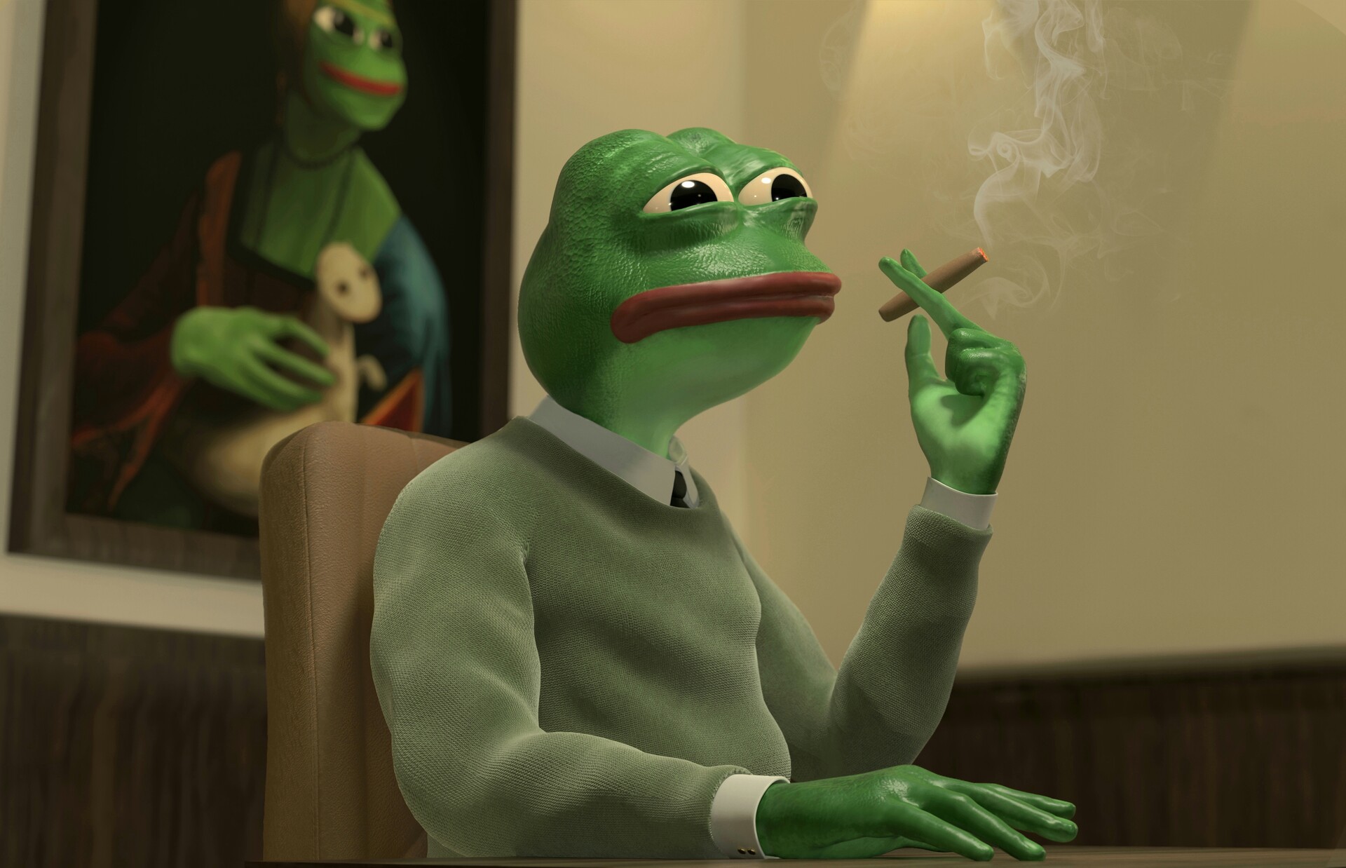 ArtStation - sad Pepe Smoking Cigarette