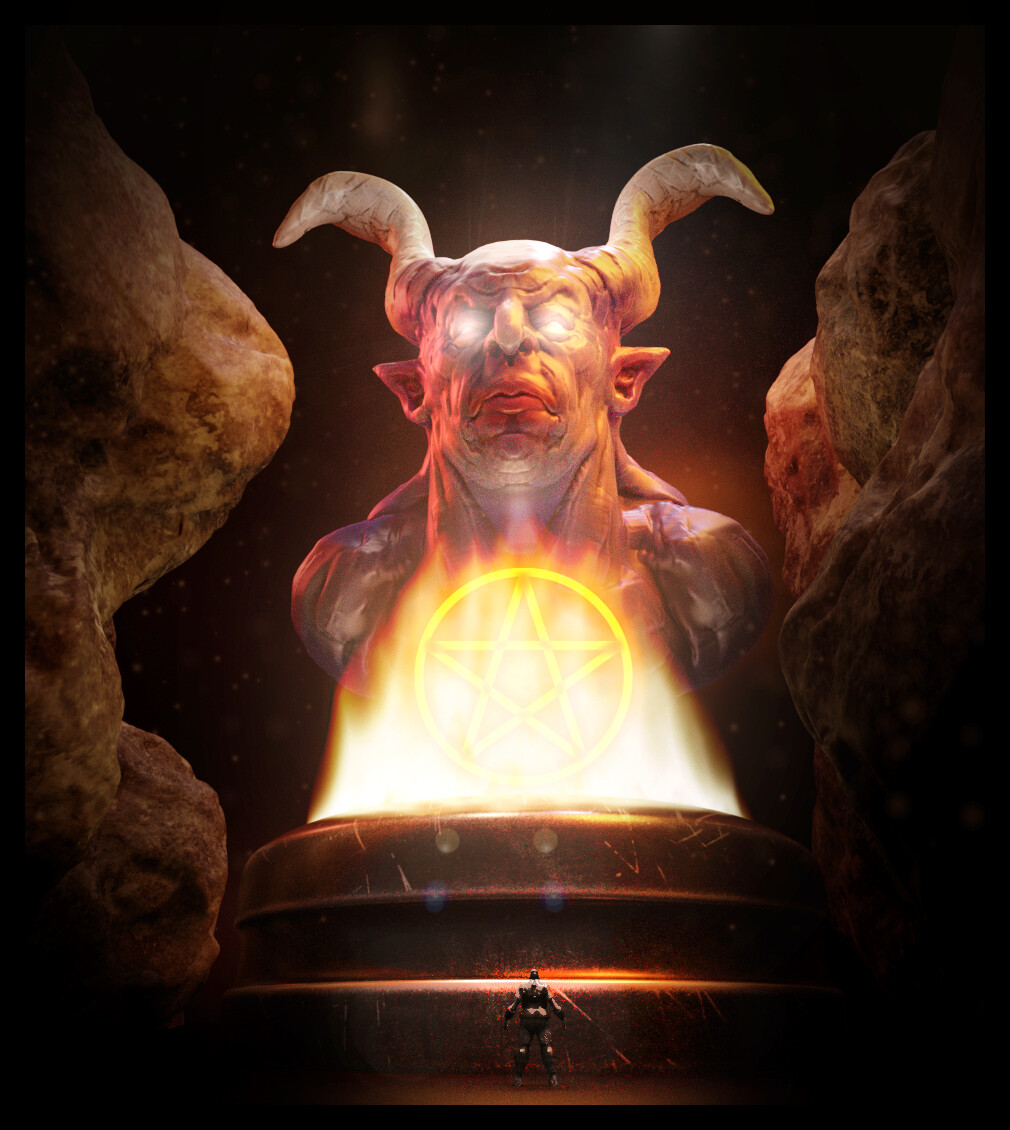 ArtStation - devil bust in flame