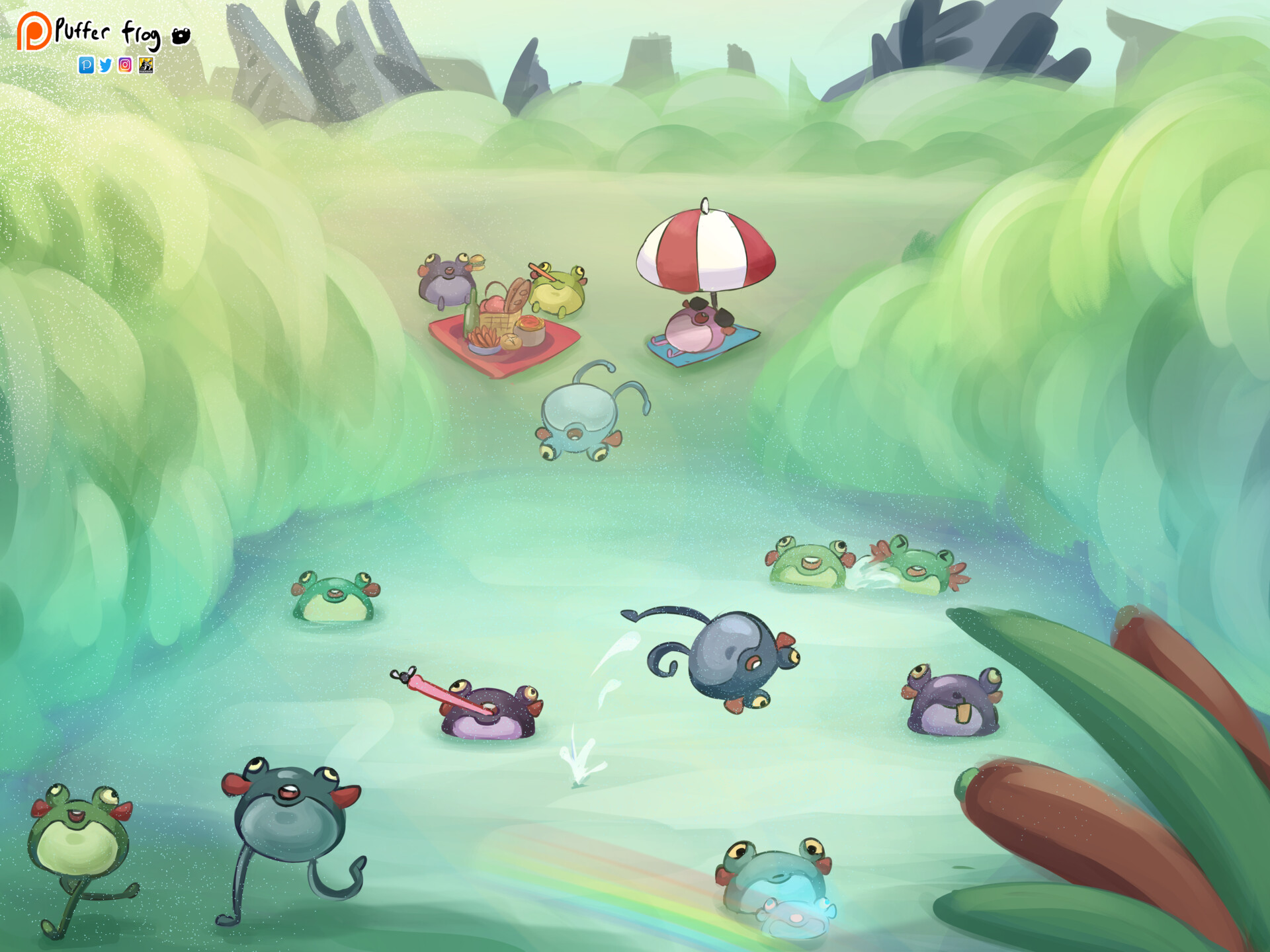 ArtStation - The puffer frog pond