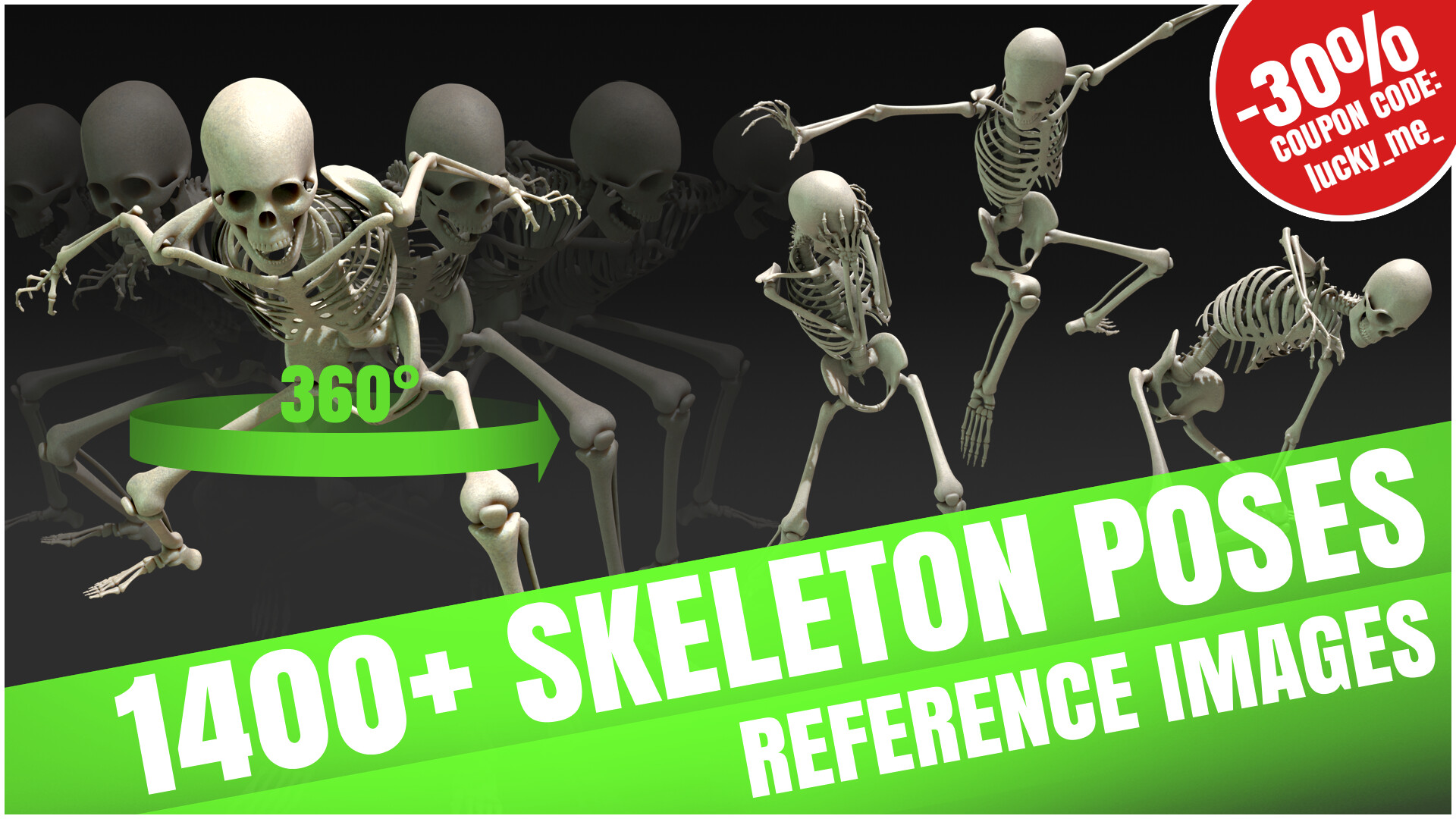 ArtStation - 1400+ Skeleton Poses Reference Images (Turnaround)