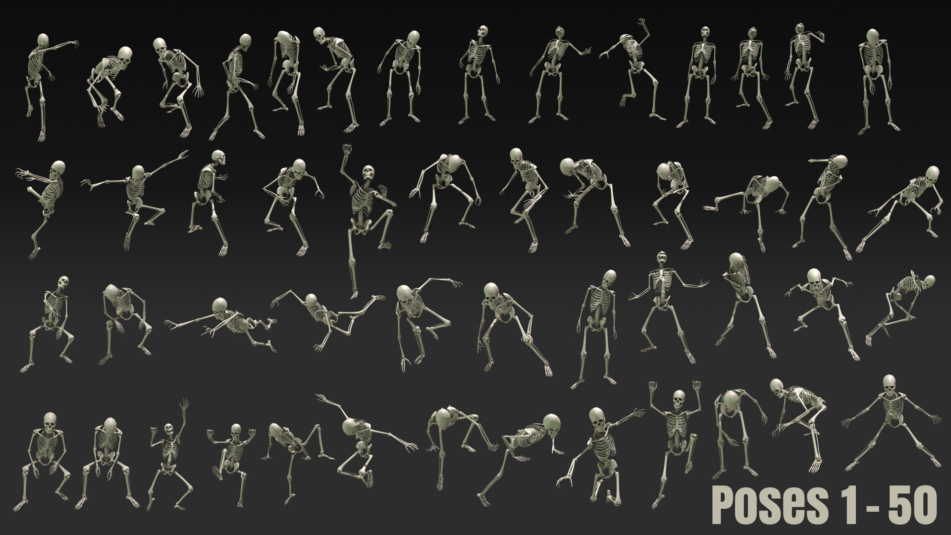 3D Packs and reference images - 1400+ Skeleton Poses Reference Images ...