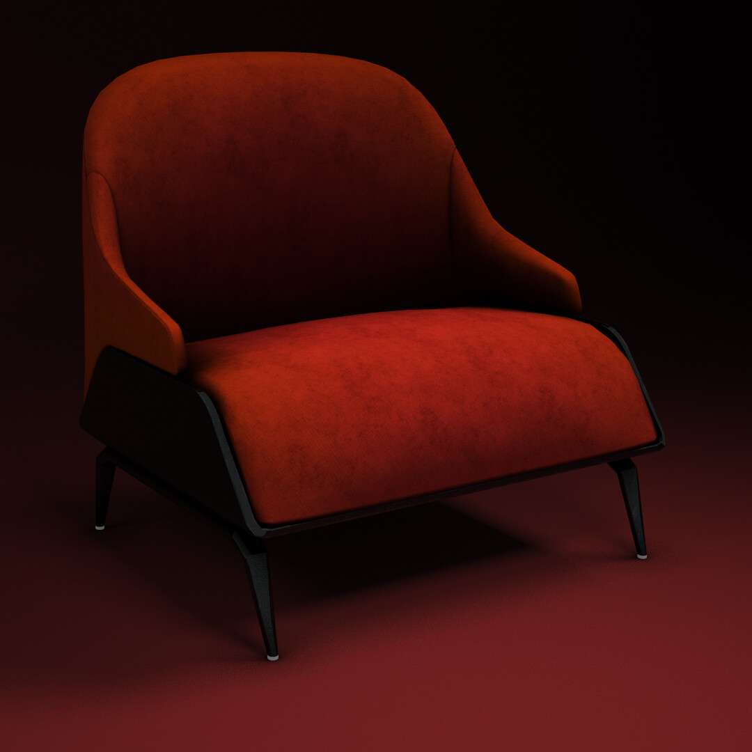 ArtStation - red velvet chair