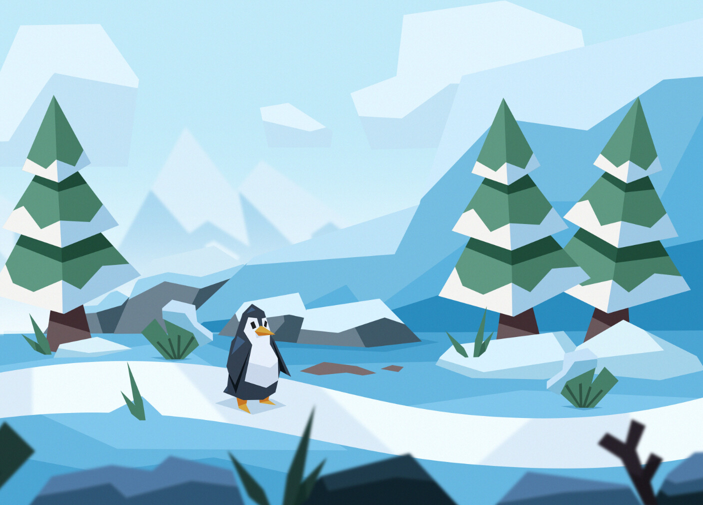 ArtStation - Penguin game mock up