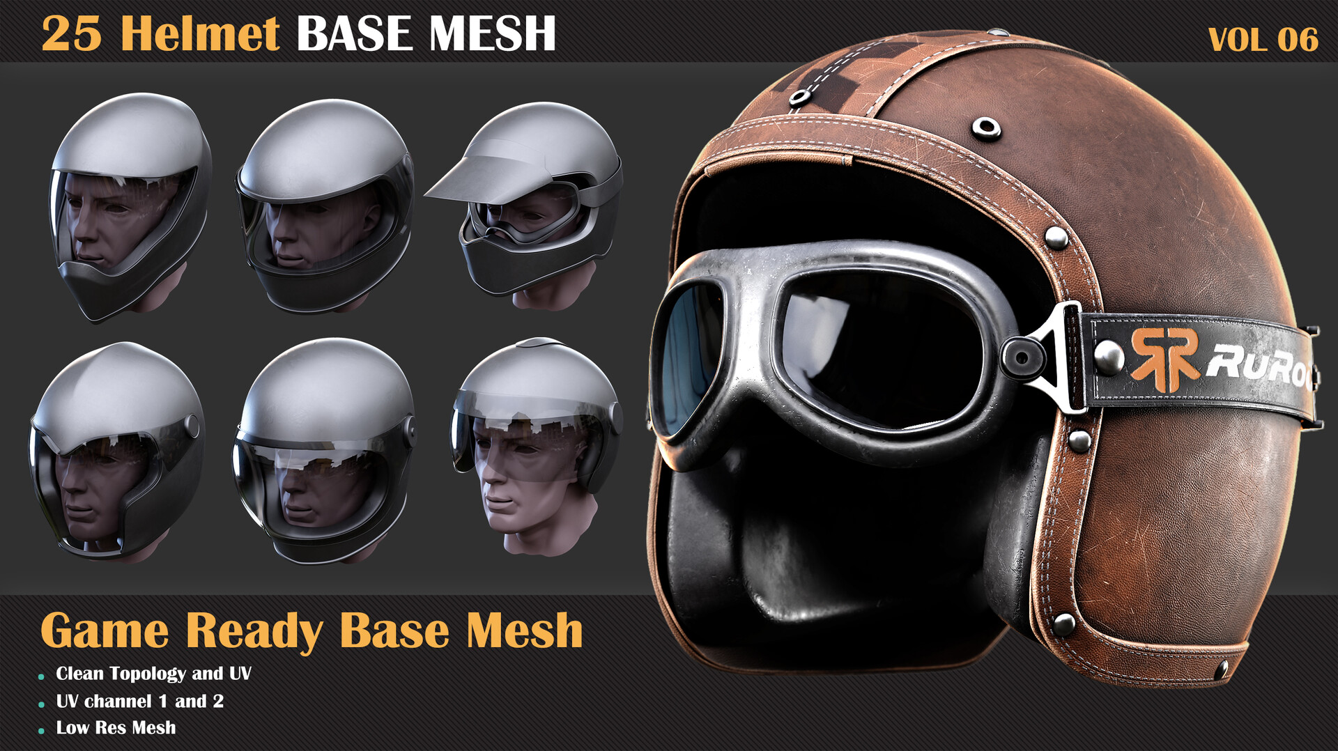 ArtStation - 25 Helmet Base Mesh - VOL 06 ( Game Ready )