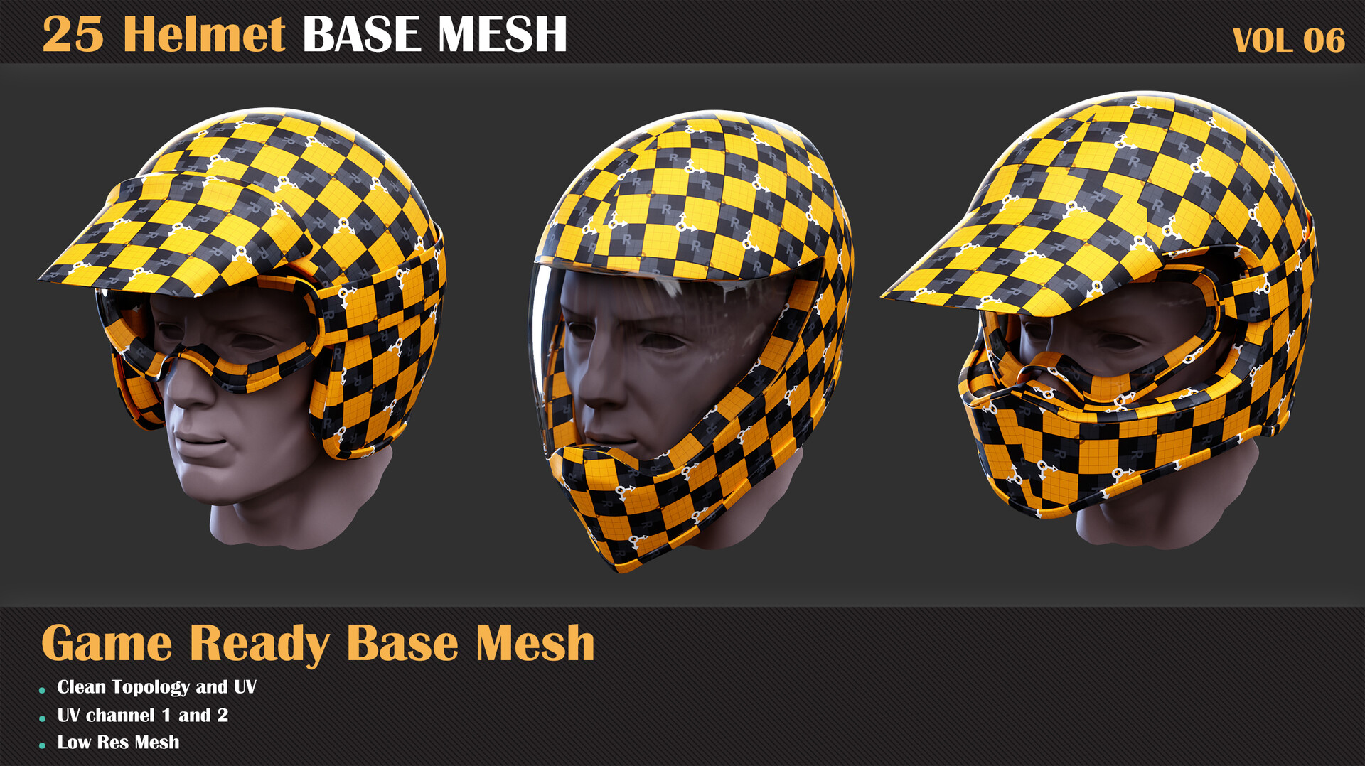 Milad Kambari - 25 Helmet Base Mesh - VOL 06 ( Game Ready )
