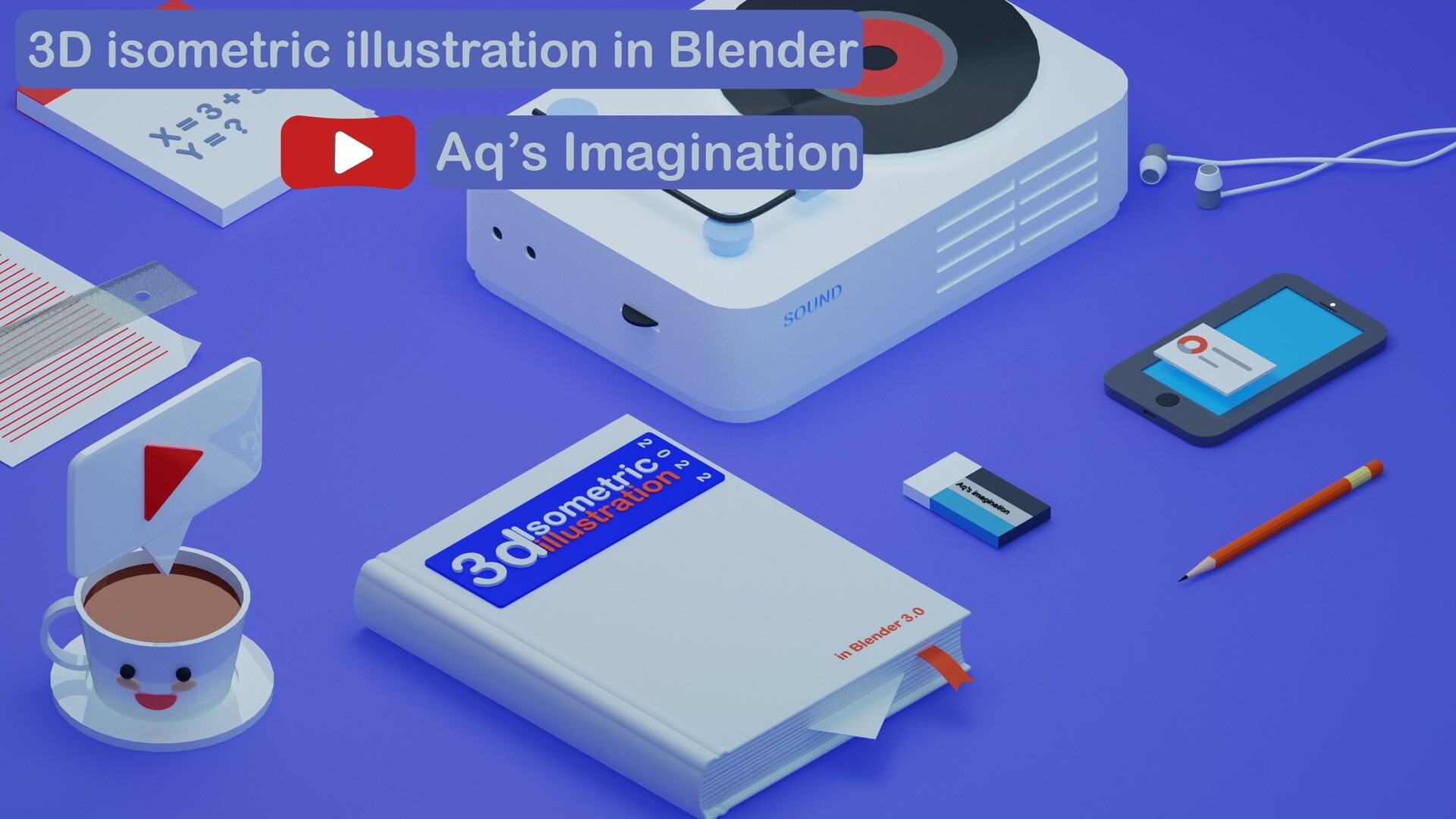 ArtStation - Work desk isometric illustration in Blender