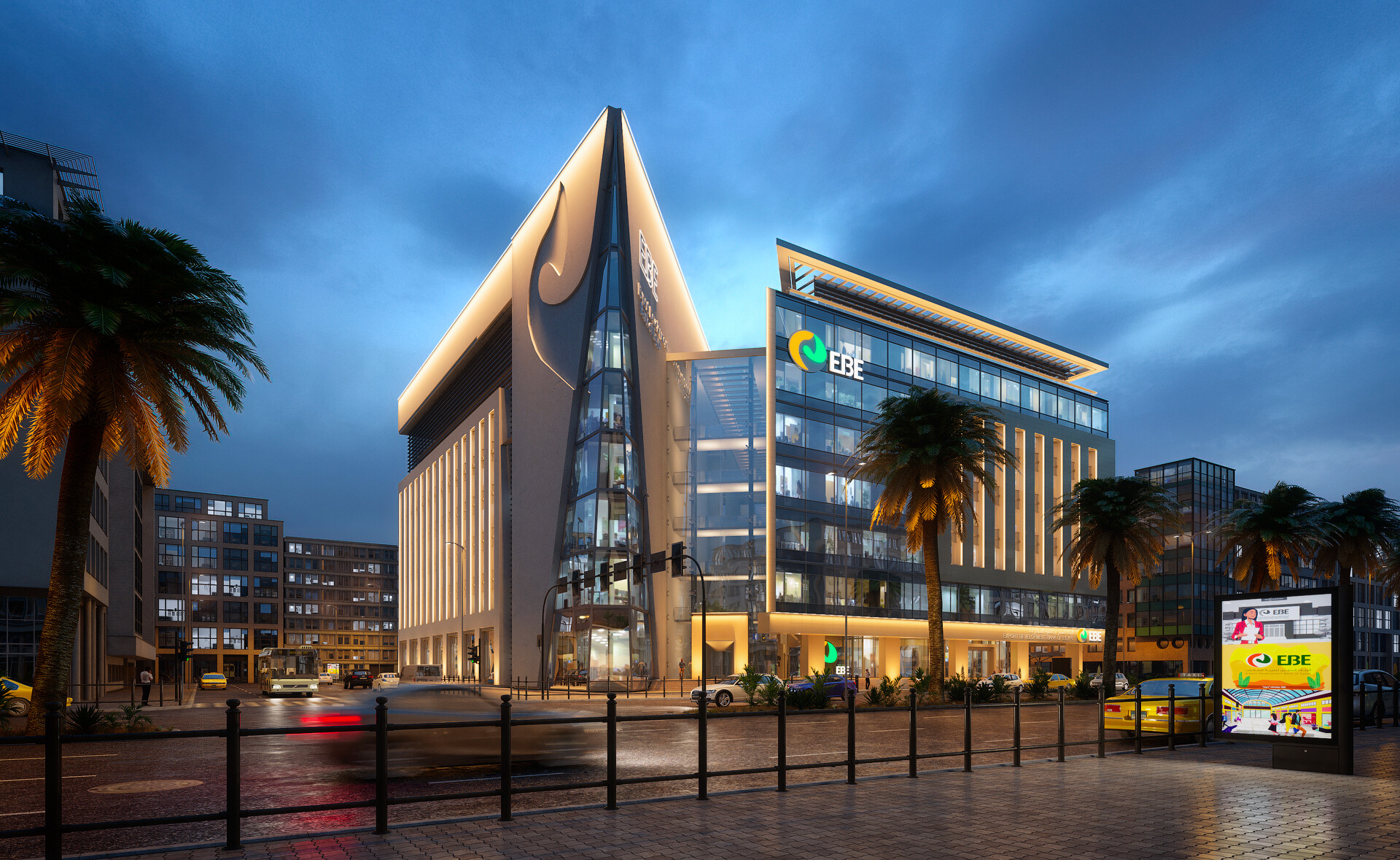 ArtStation - Lighting design and visualization of EBE-Bank in Egypt