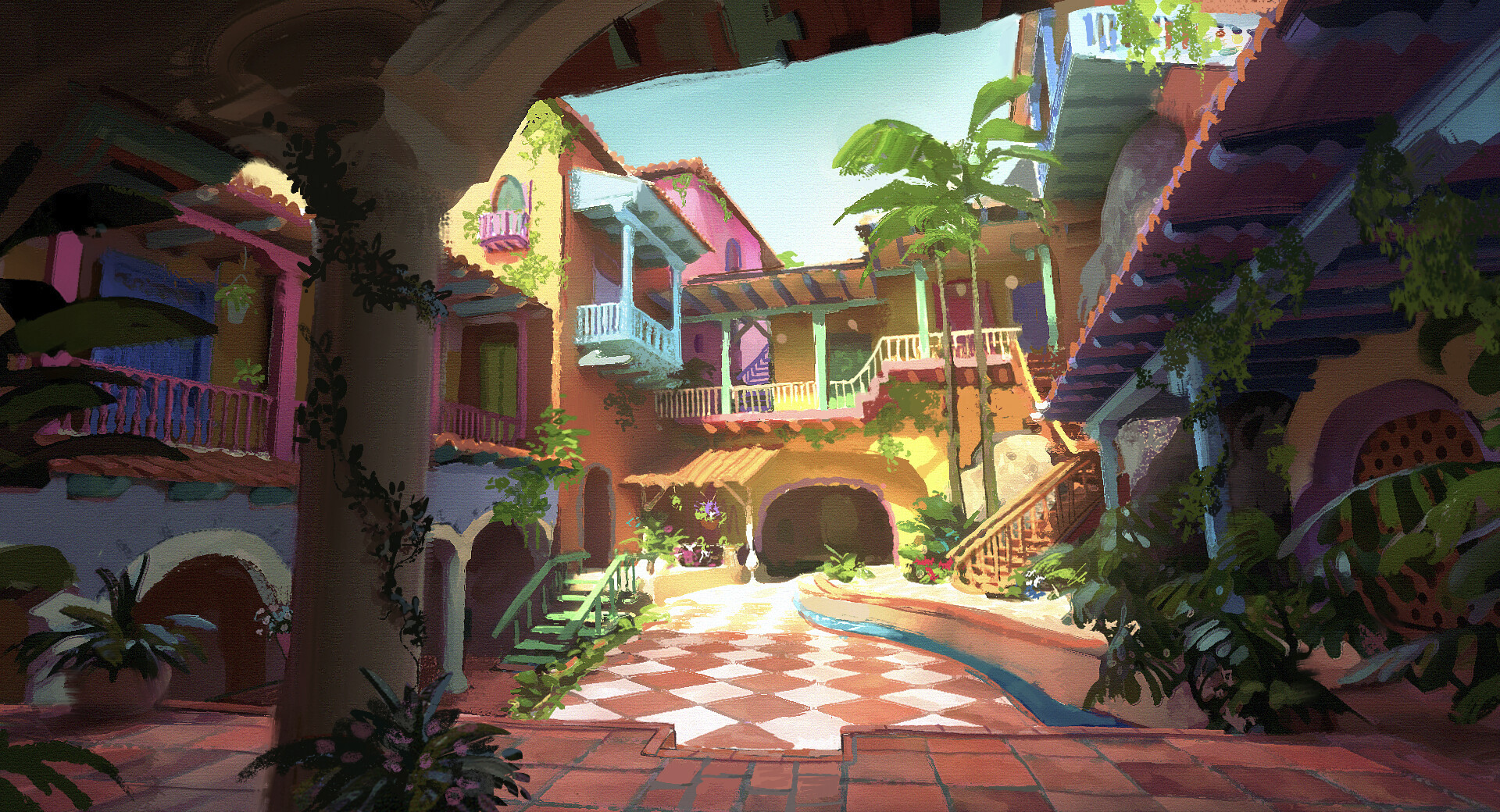 ArtStation - Early Encanto Courtyard