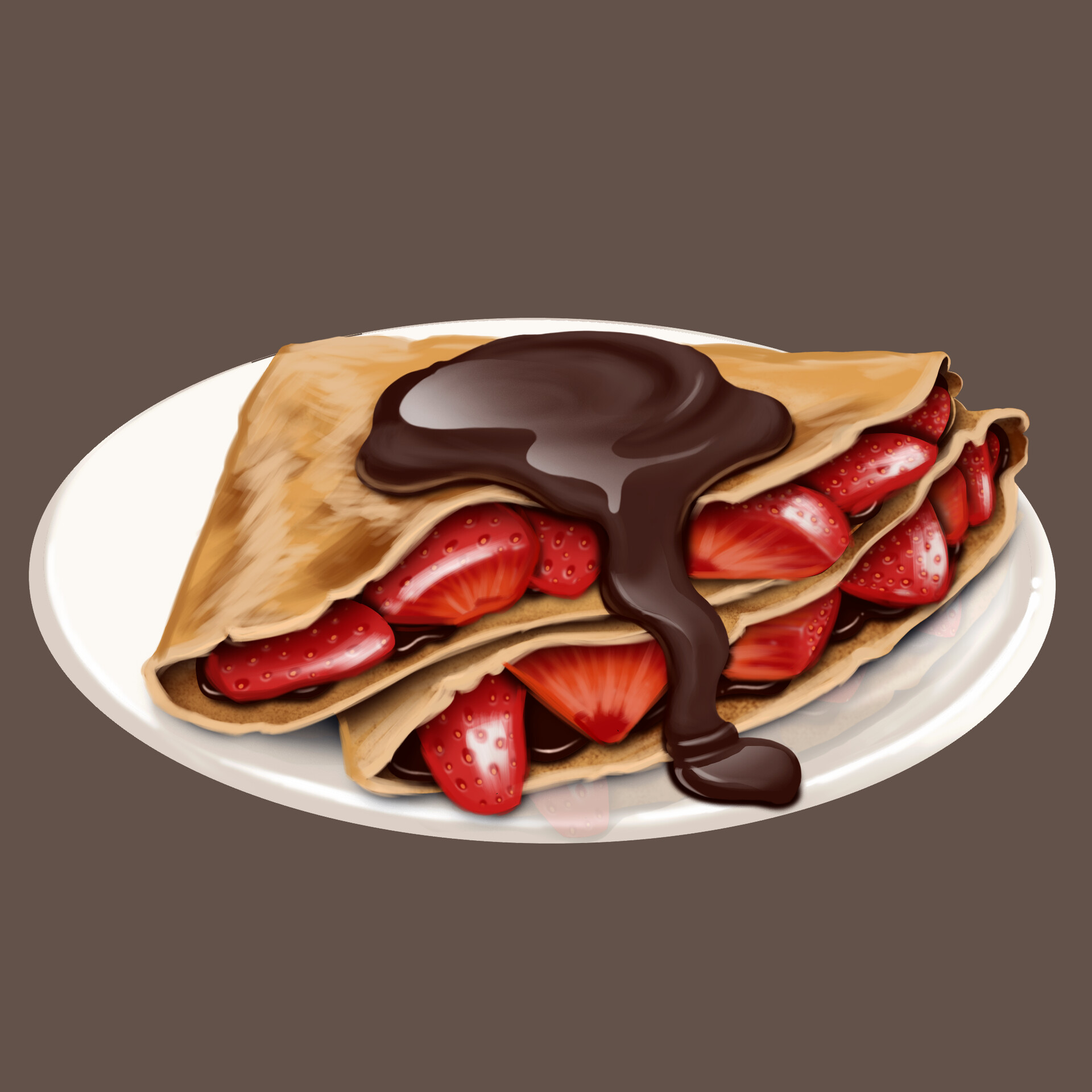 ArtStation - 2D ASSETS FOR GAME DESIGN - CHOCOLATE CREPE WITH STRAWBERRY