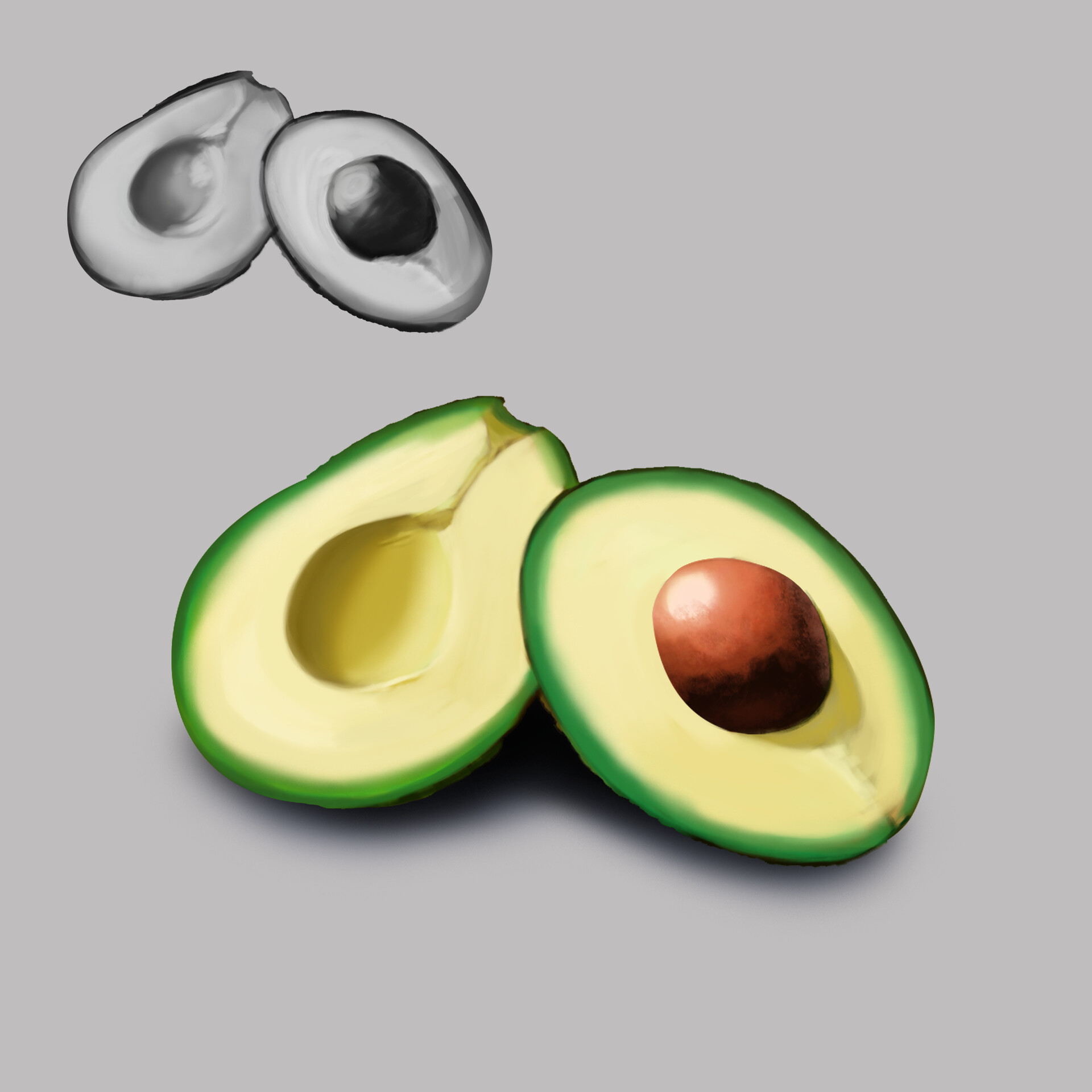 ArtStation - Grayscale Paint Process - Fruits