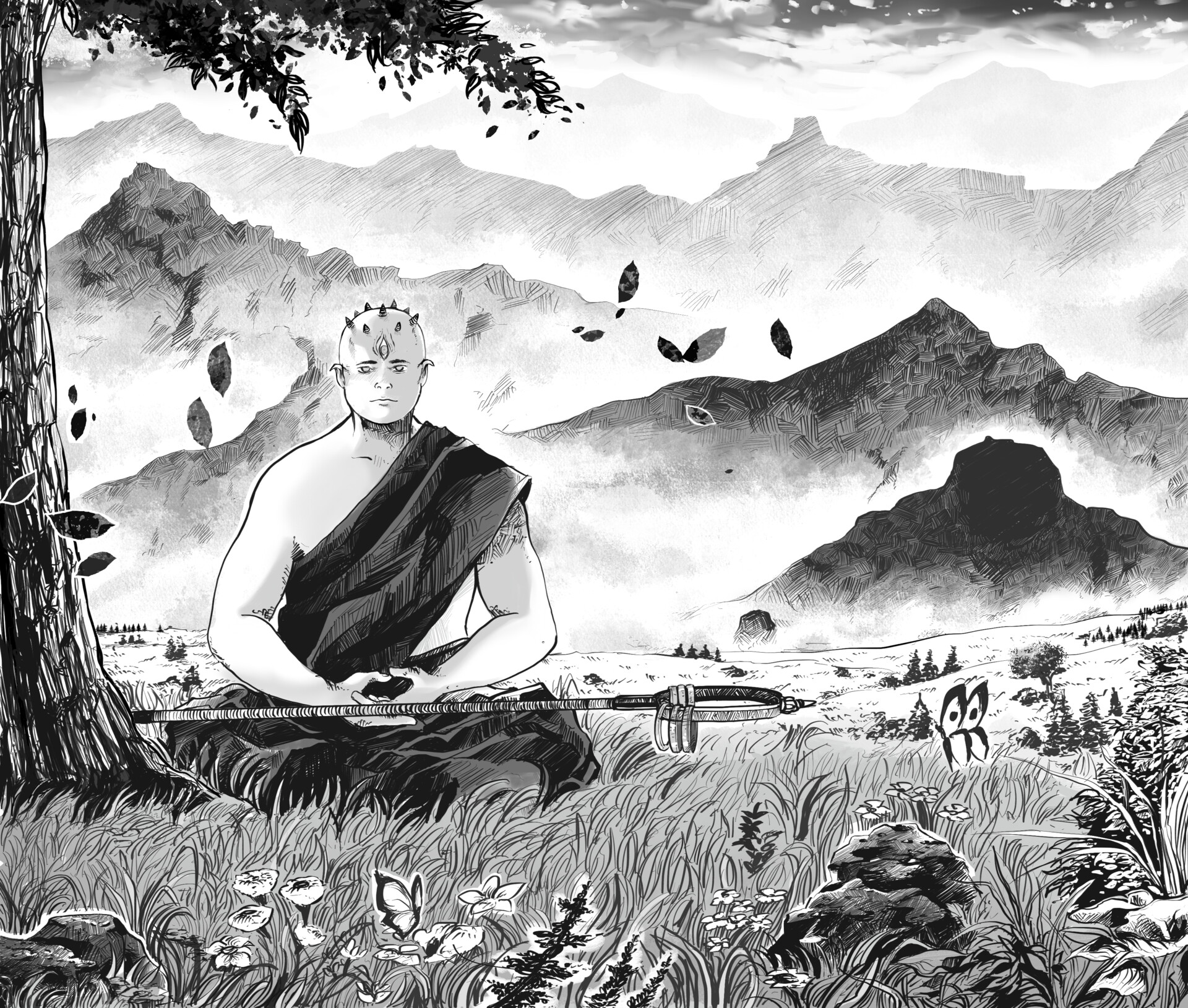 how to draw mountains in manga