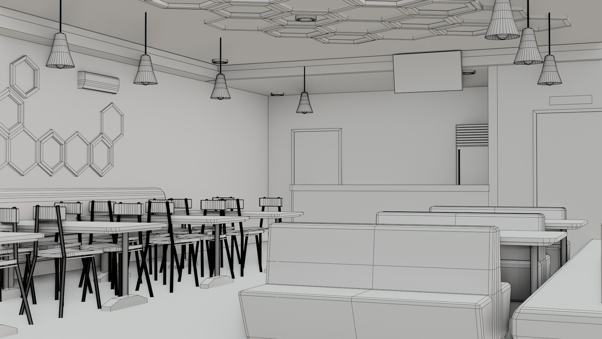 Restaurant Interior Drawing