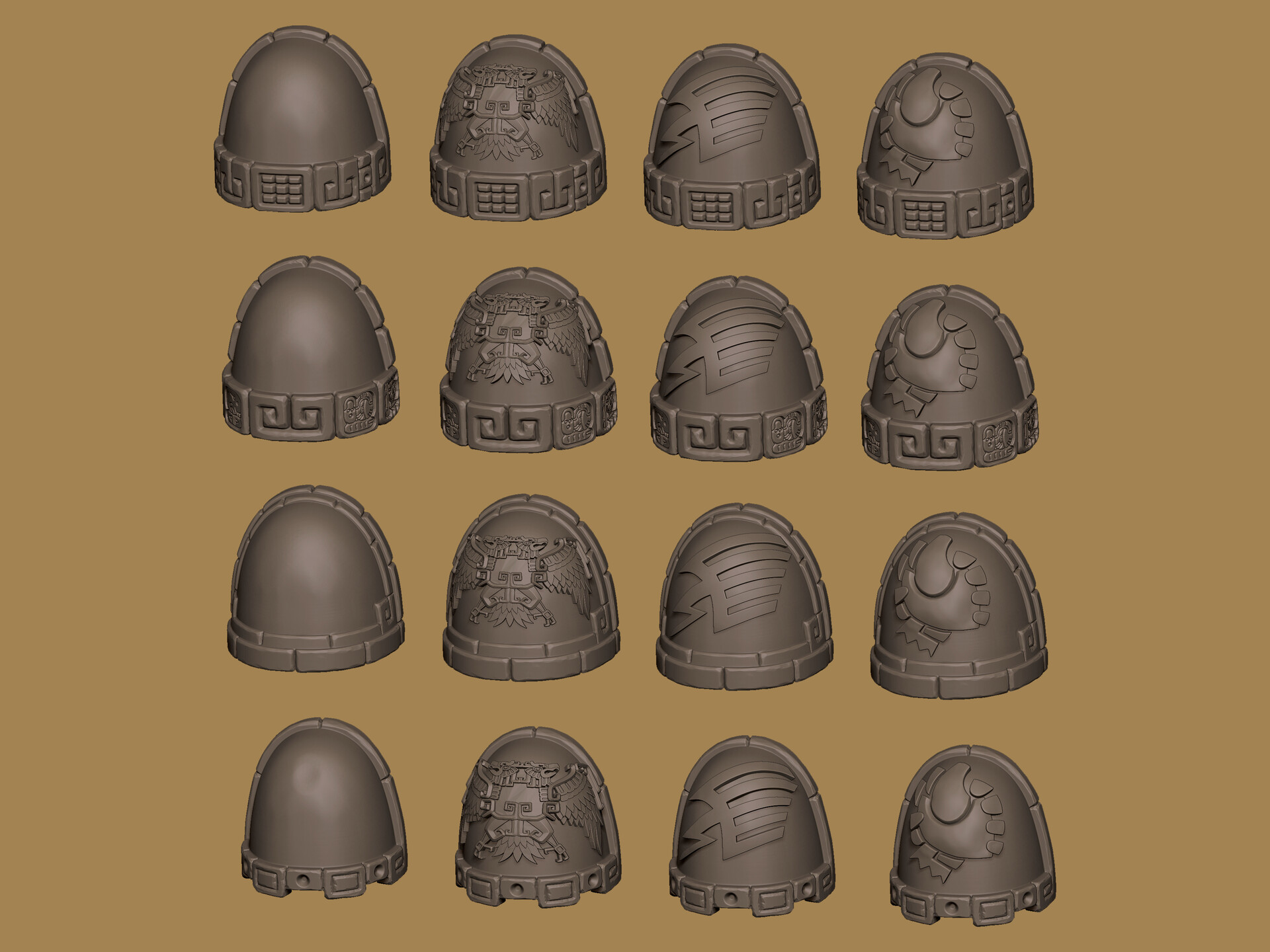 Sean H Bullough - Mesoamerican-themed Armored Pauldrons for 40K ...