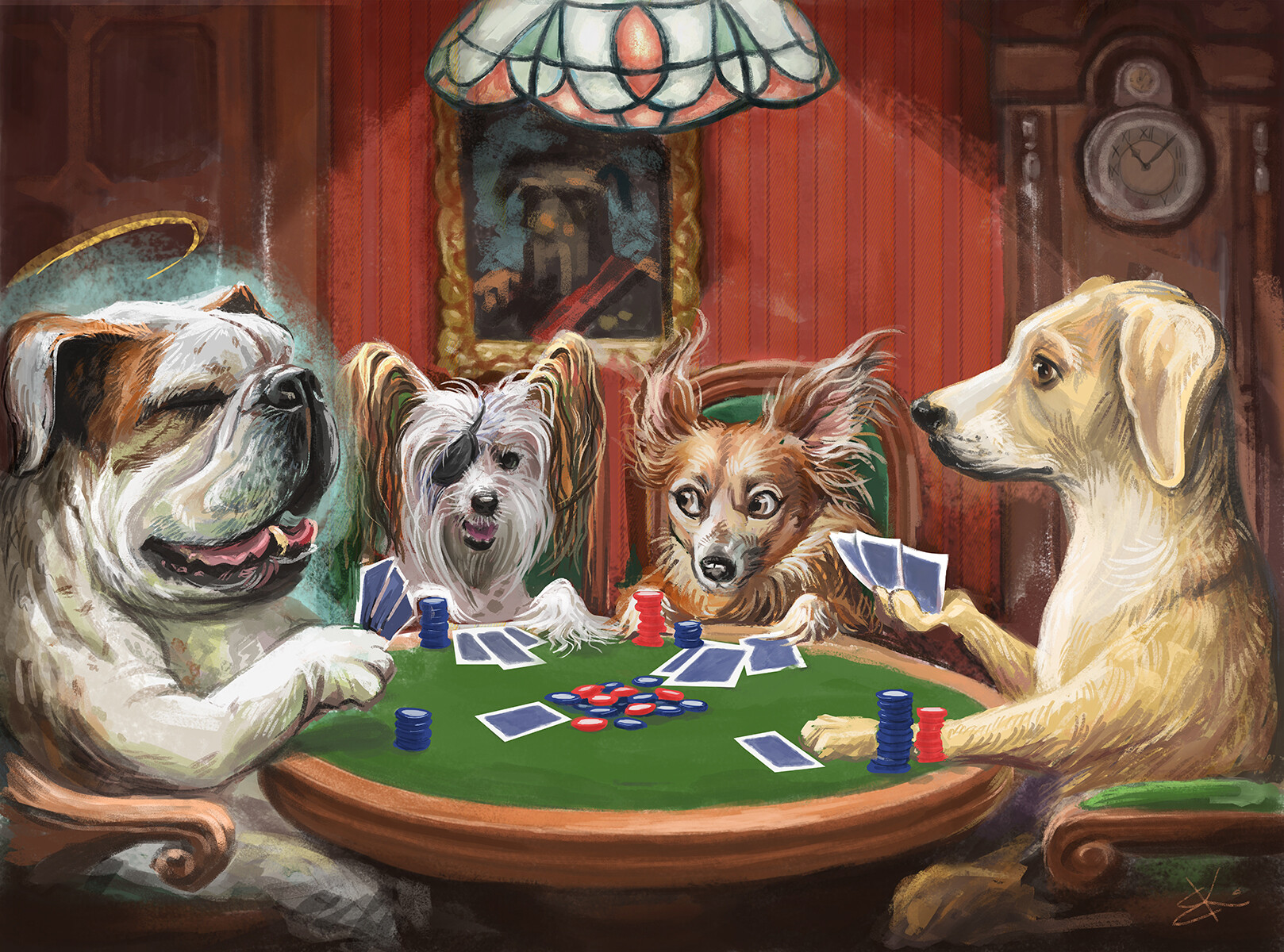 ArtStation - Dogs Playing Poker