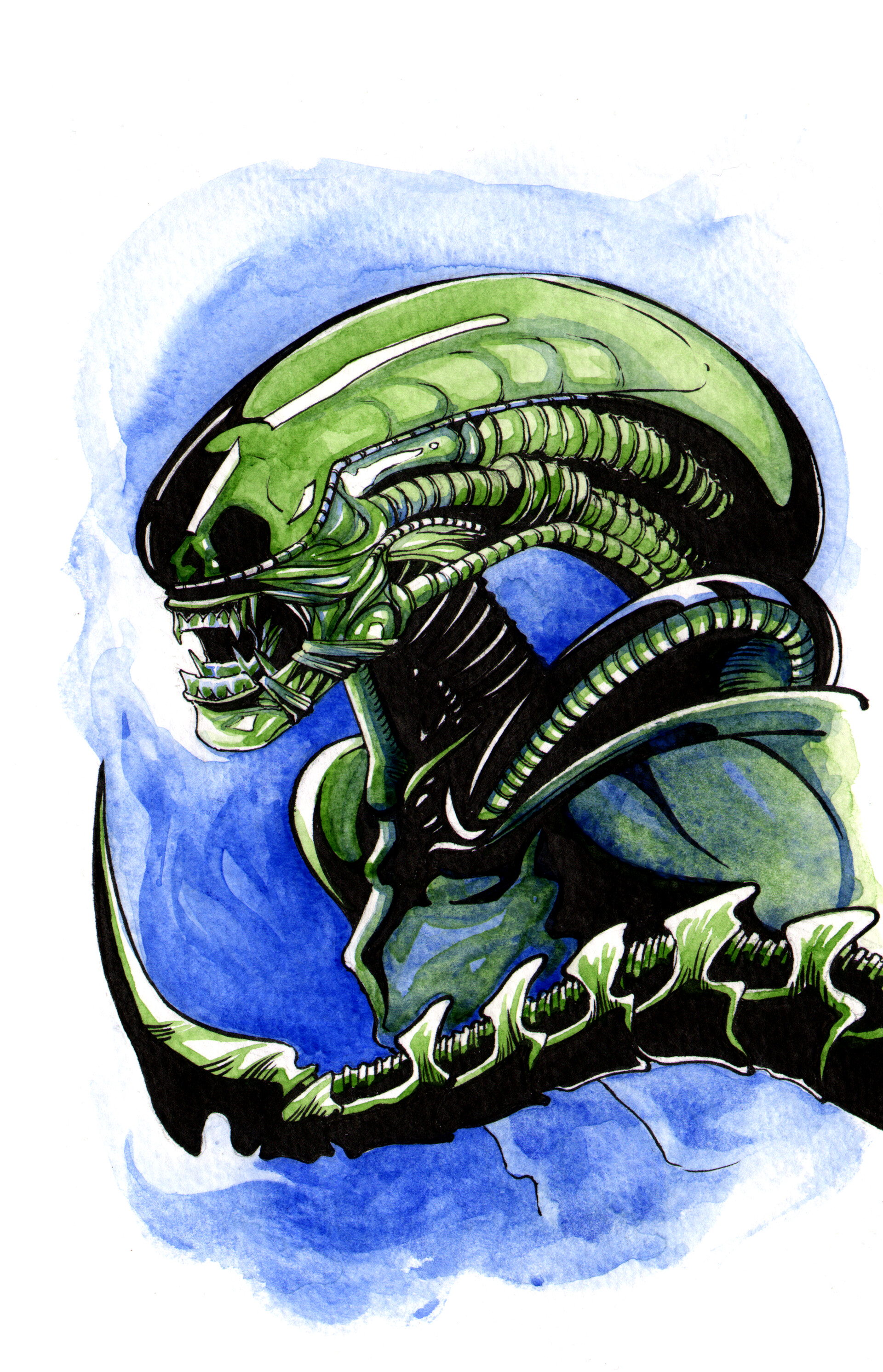 ArtStation - Alien - Traditional Watercolor and Ink