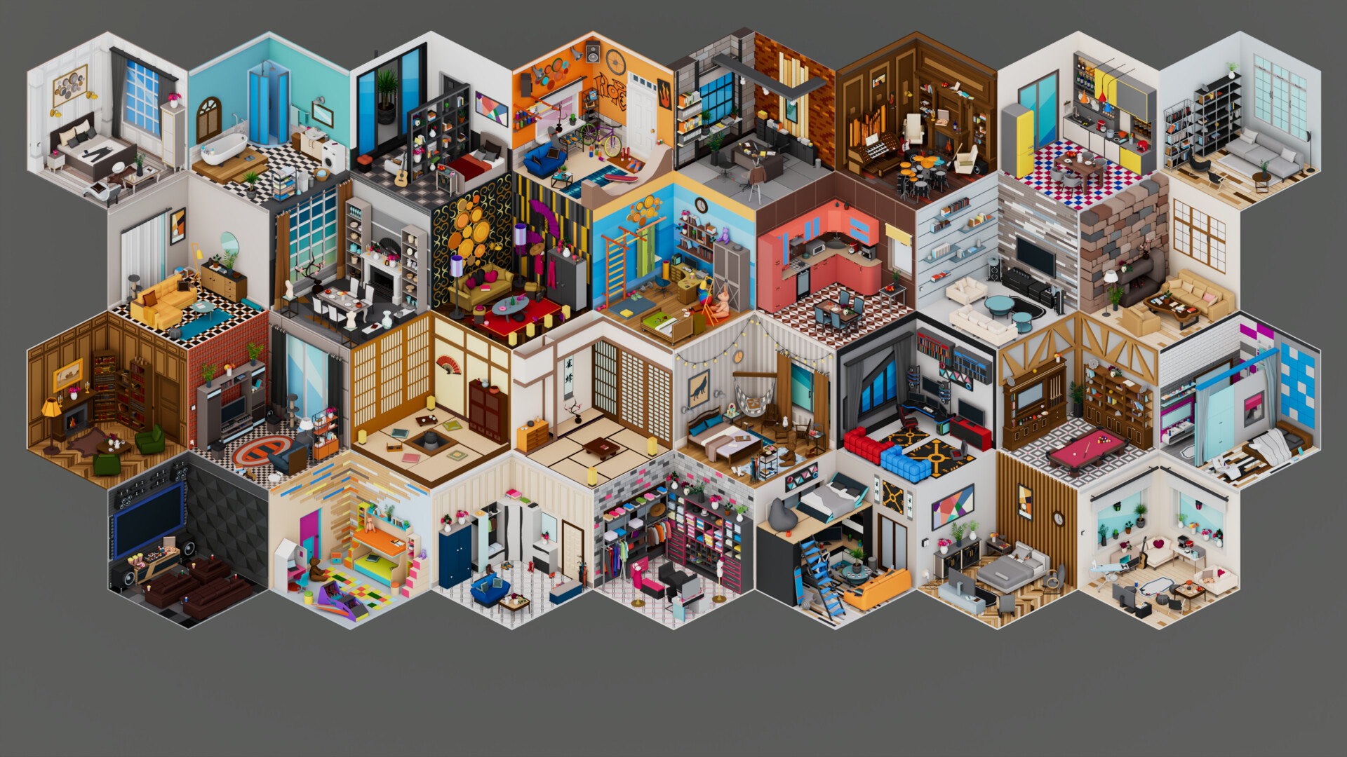 ArtStation - Low-poly Rooms Practice