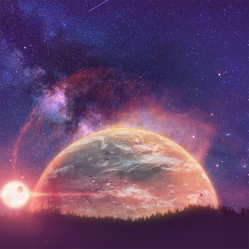 ArtStation - Planet with Nebula