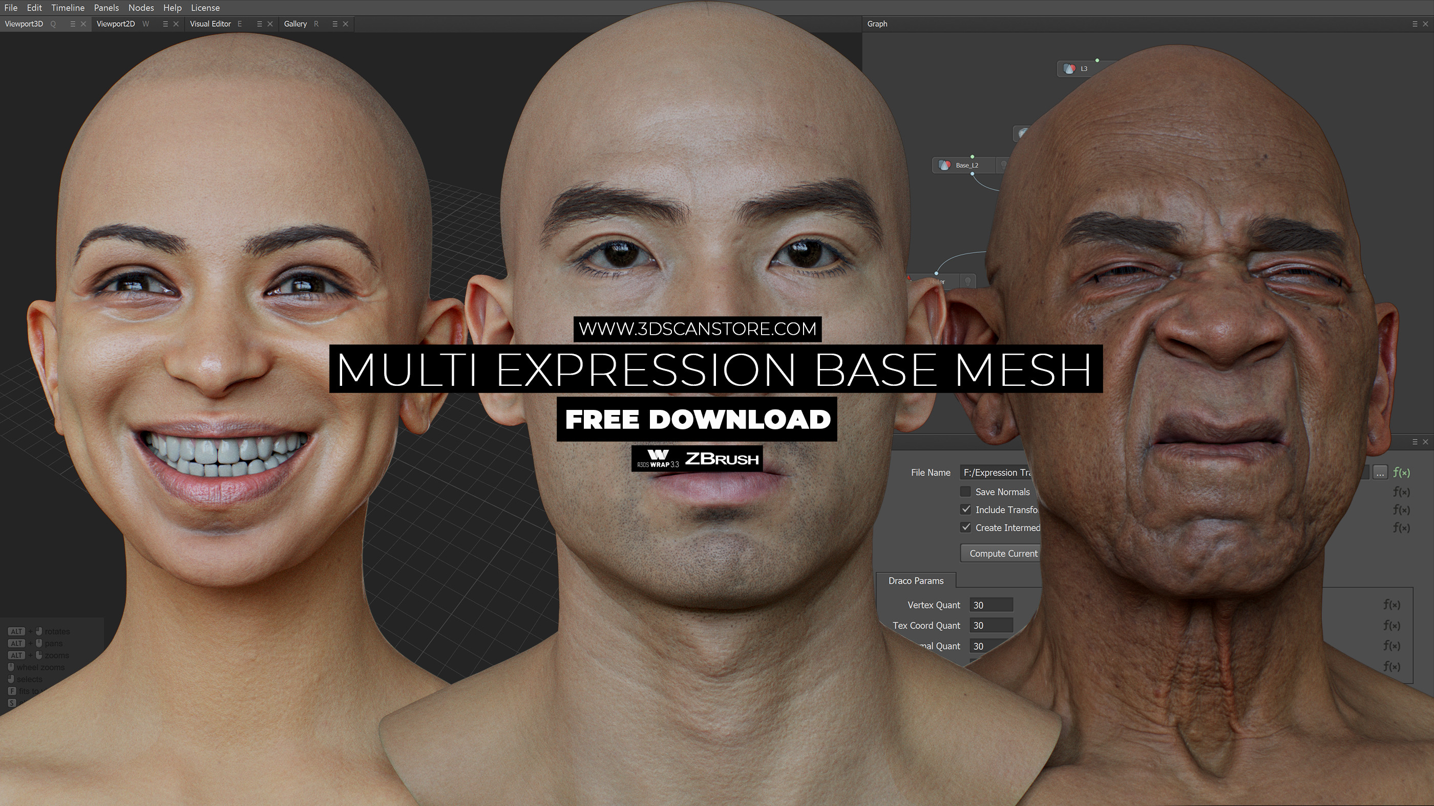 3D Scan Store - MULTI EXPRESSION BASEMESH