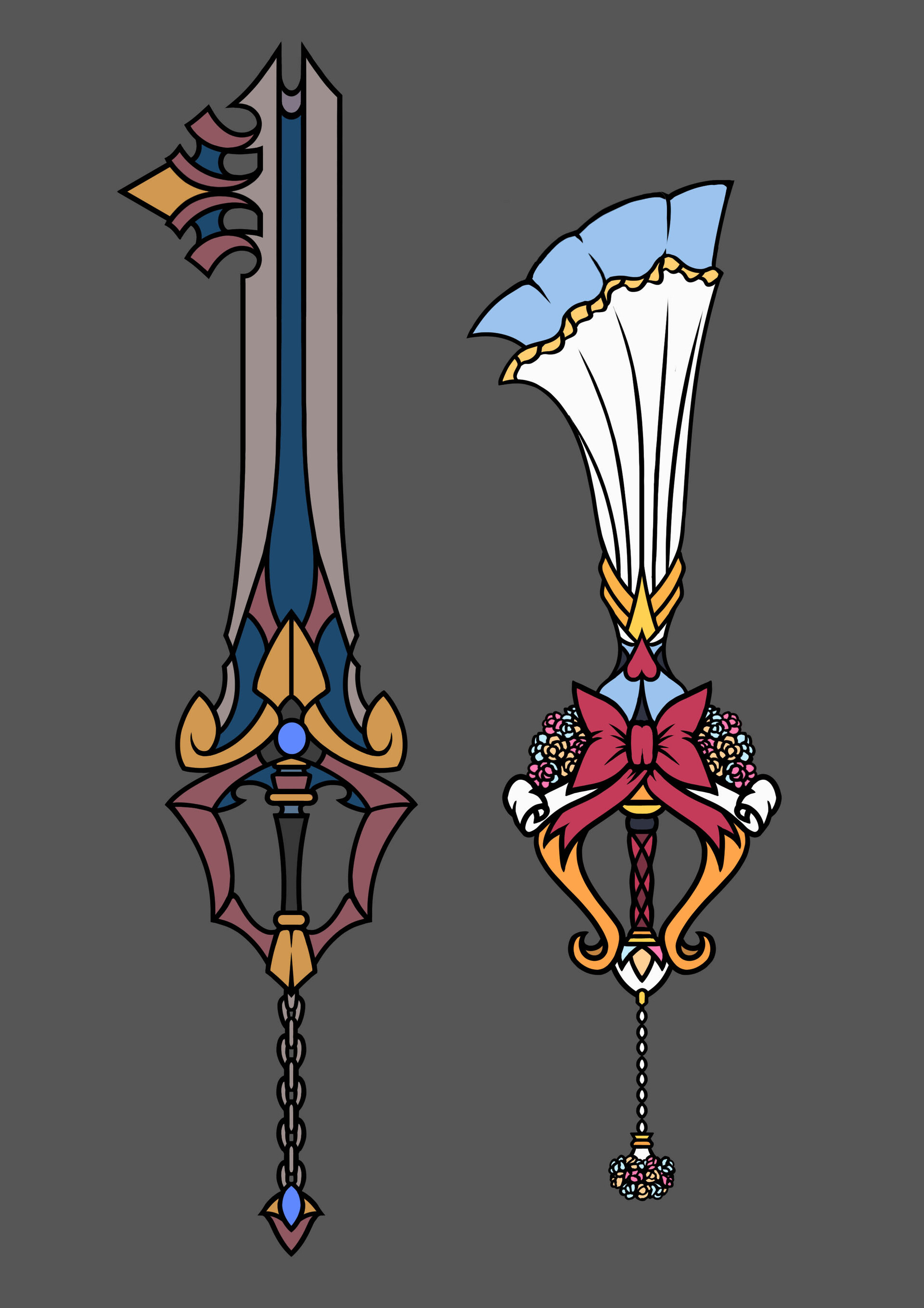 ArtStation - Knight and bride themed keyblades - Commission