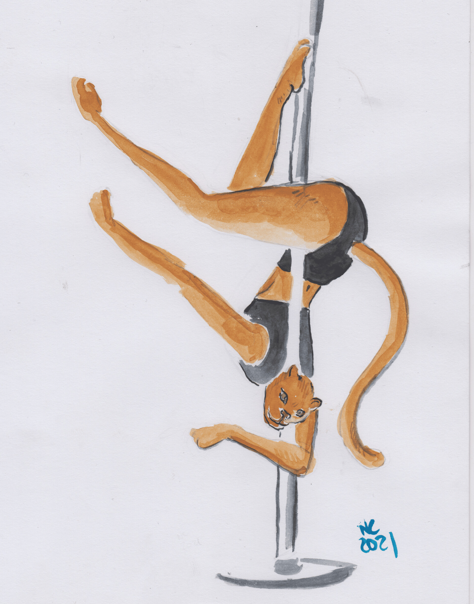 ArtStation - Lioness dancing in pole dance