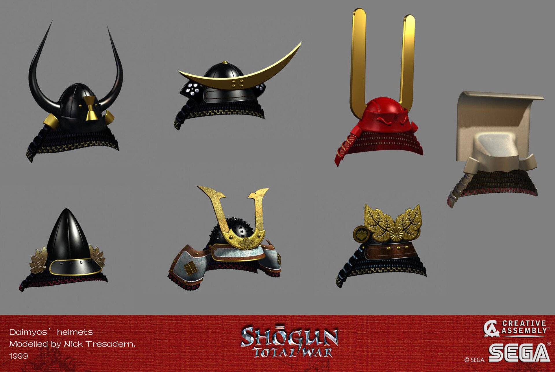 ArtStation - "Total War: Shogun" (2000) - samurai helmets
