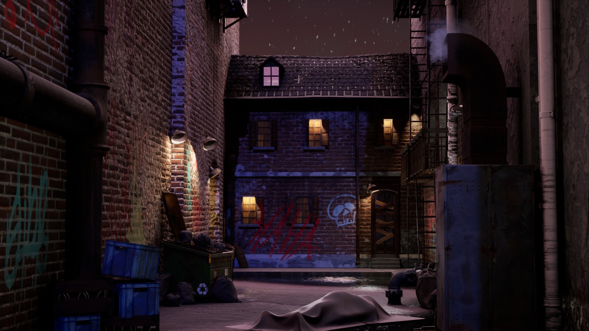 Night Street Wall Background