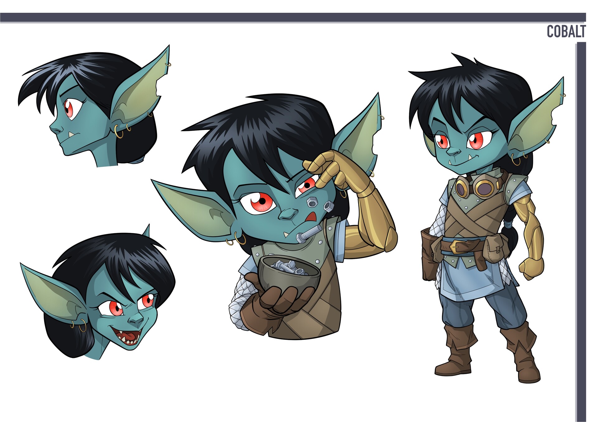 ArtStation - Character sheet - Cobalt, the goblin