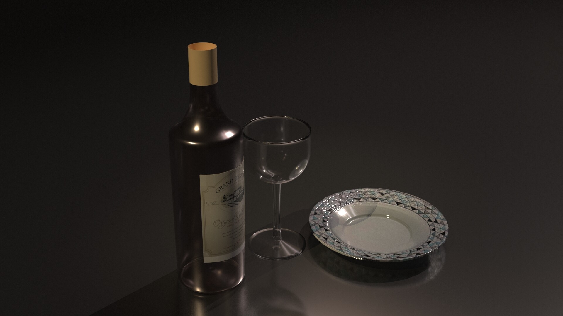 ArtStation - Wine Bottle with glass