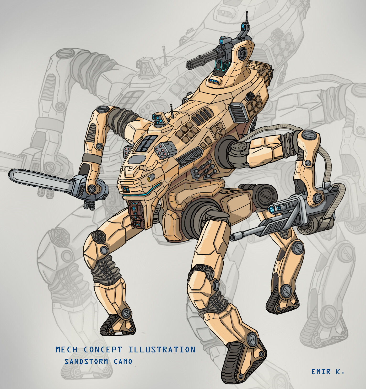 ArtStation - Mech concept illustration Sandstorm camo