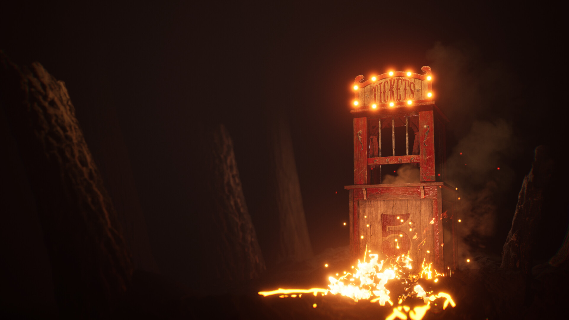 ArtStation - 1940s horror ticket booth