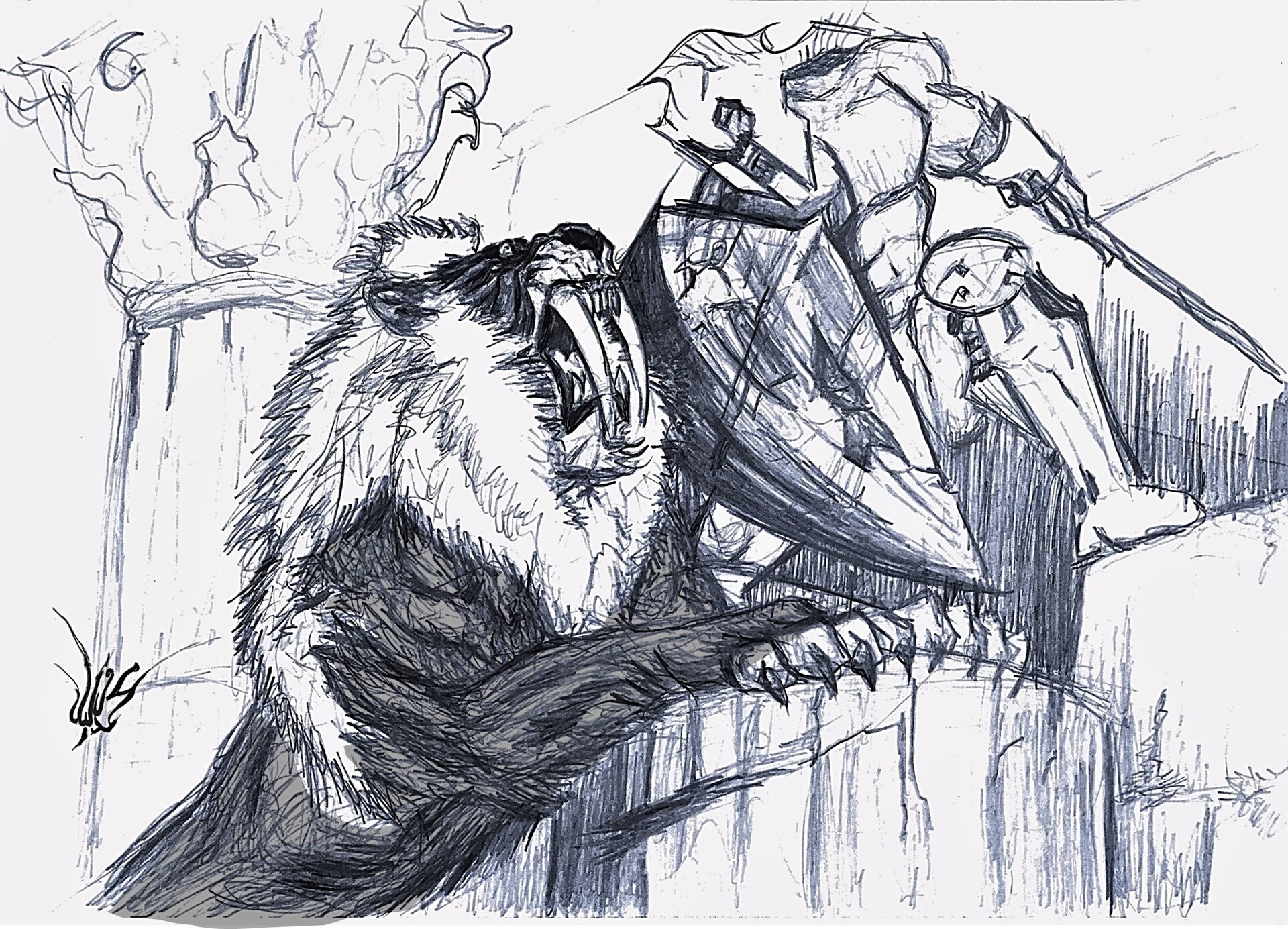 ArtStation - Days of fighting in the pits-Combat illustrations