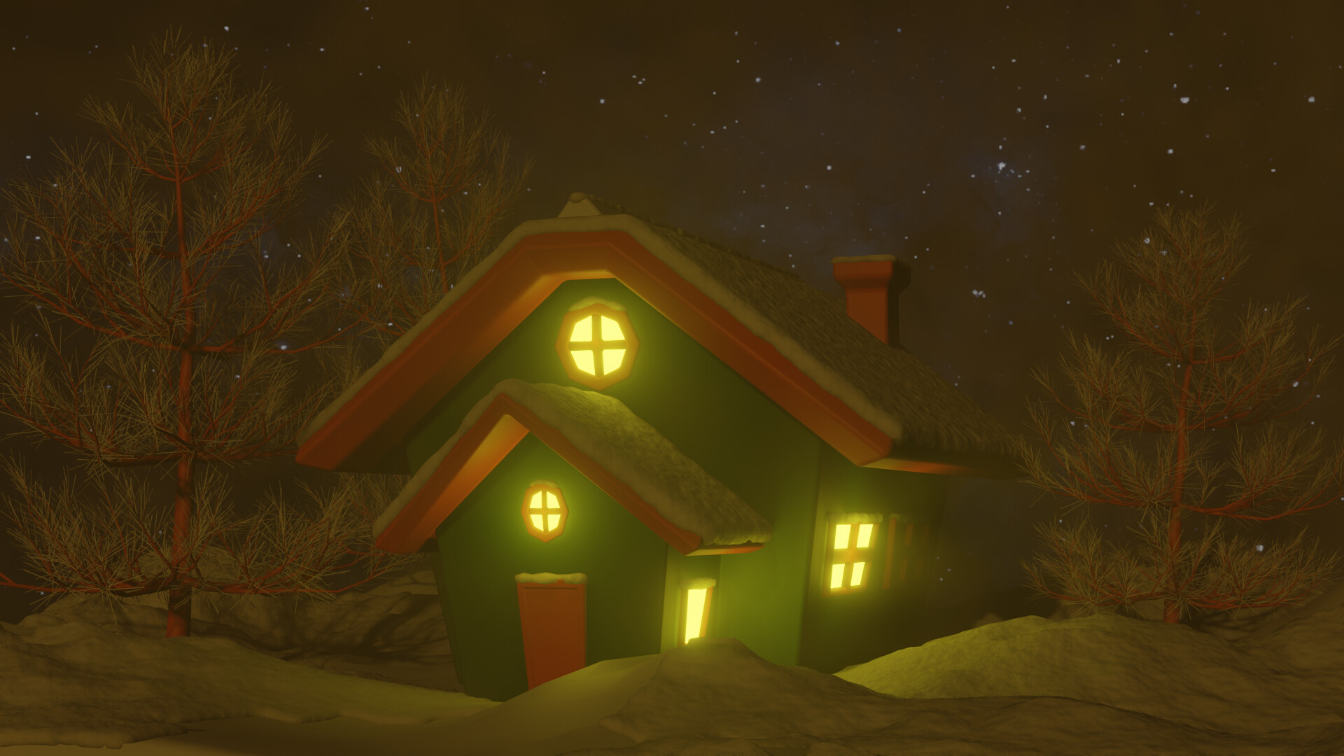 ArtStation - Snowy cottage