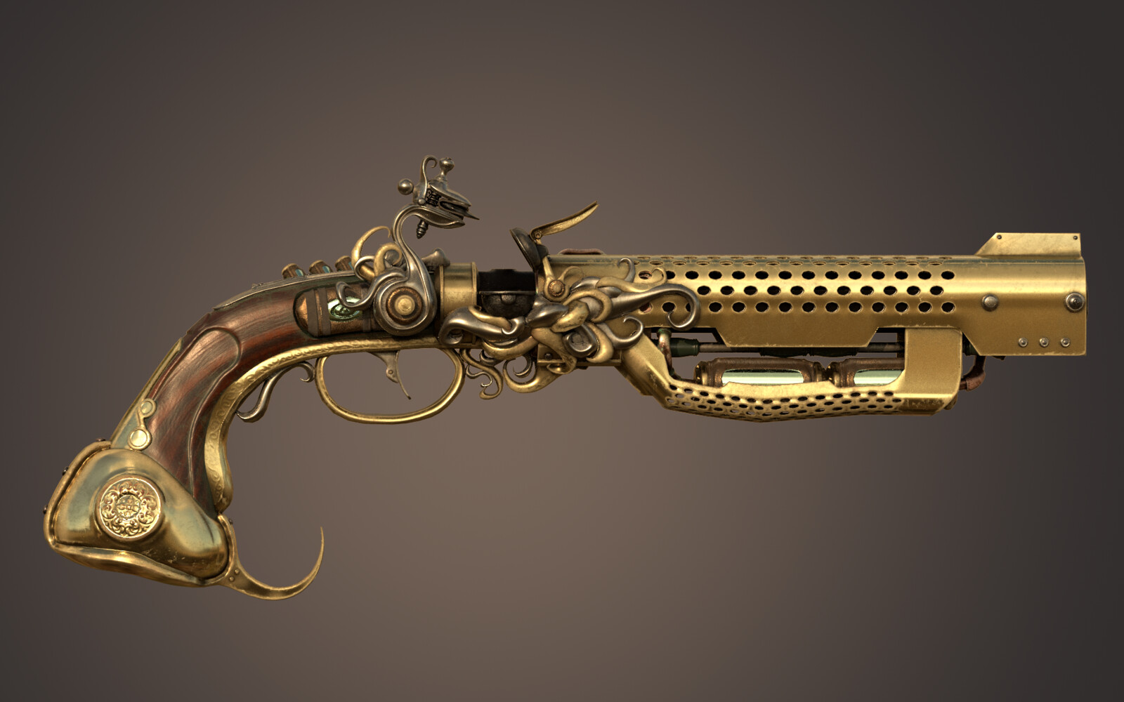Mao Ide - Steampunk Victorian Repeating Flintlock Pistol - "The Swan ...