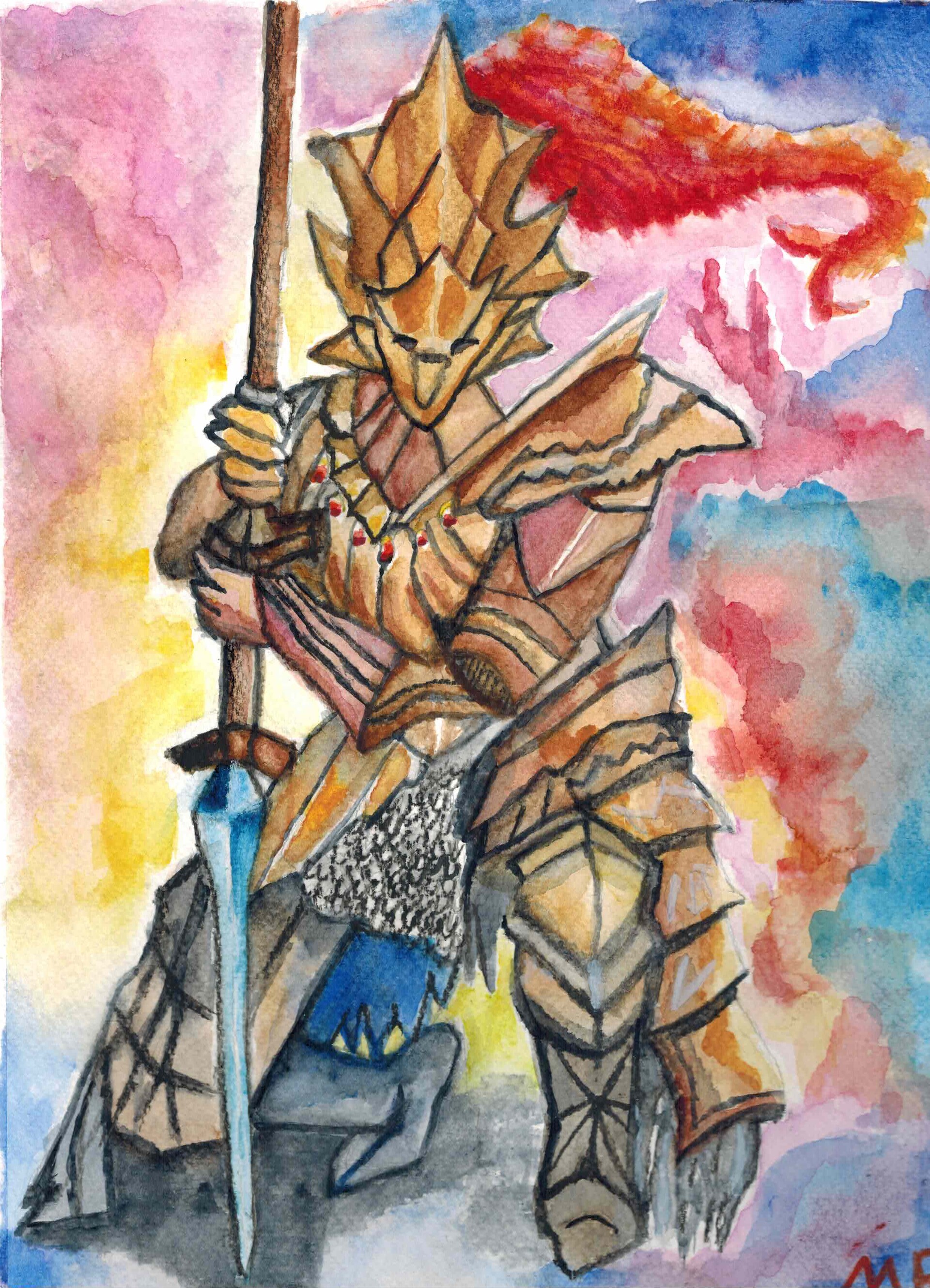 how to draw dragon slayer ornstein