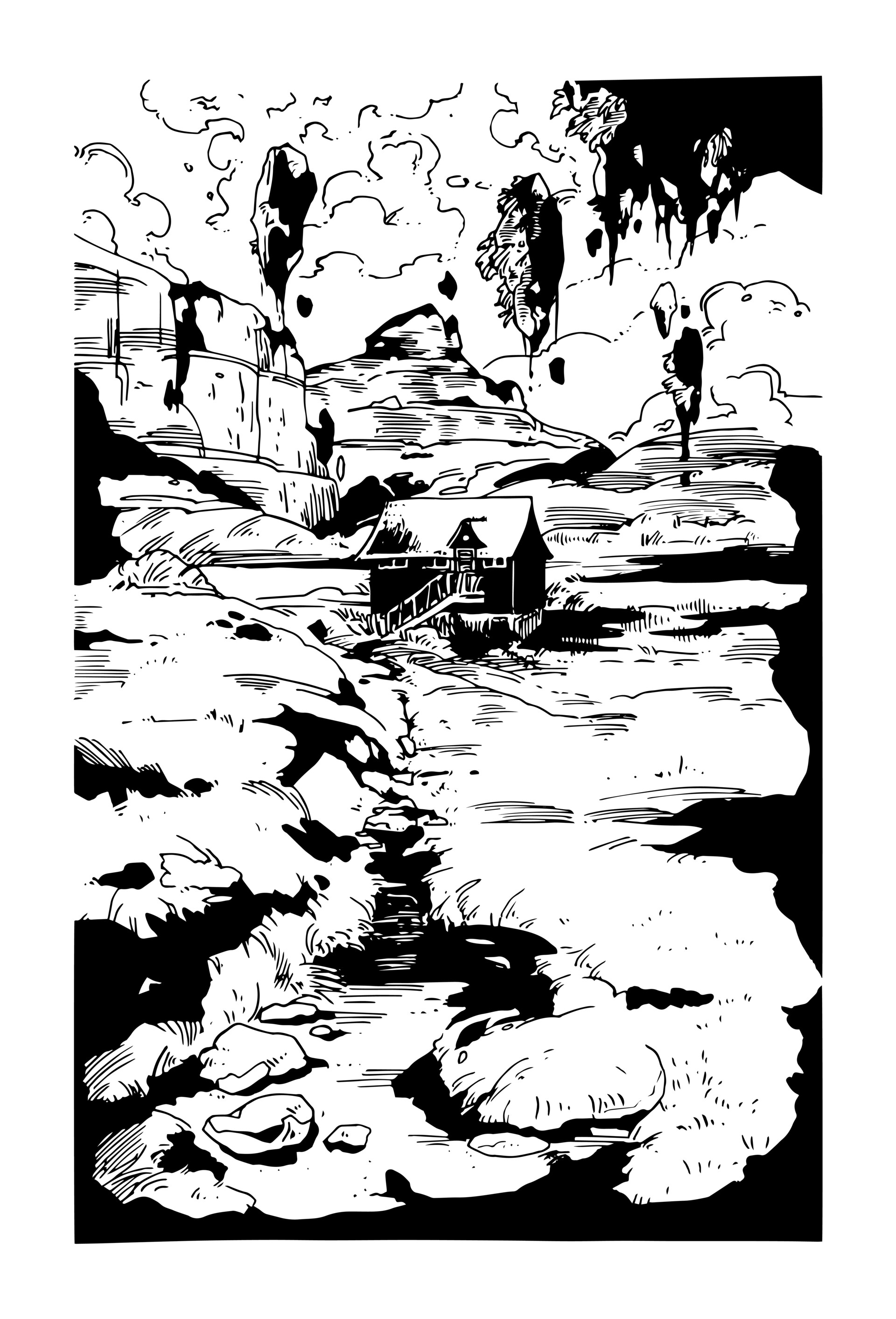 ArtStation - Floating Away – Ink Illustration