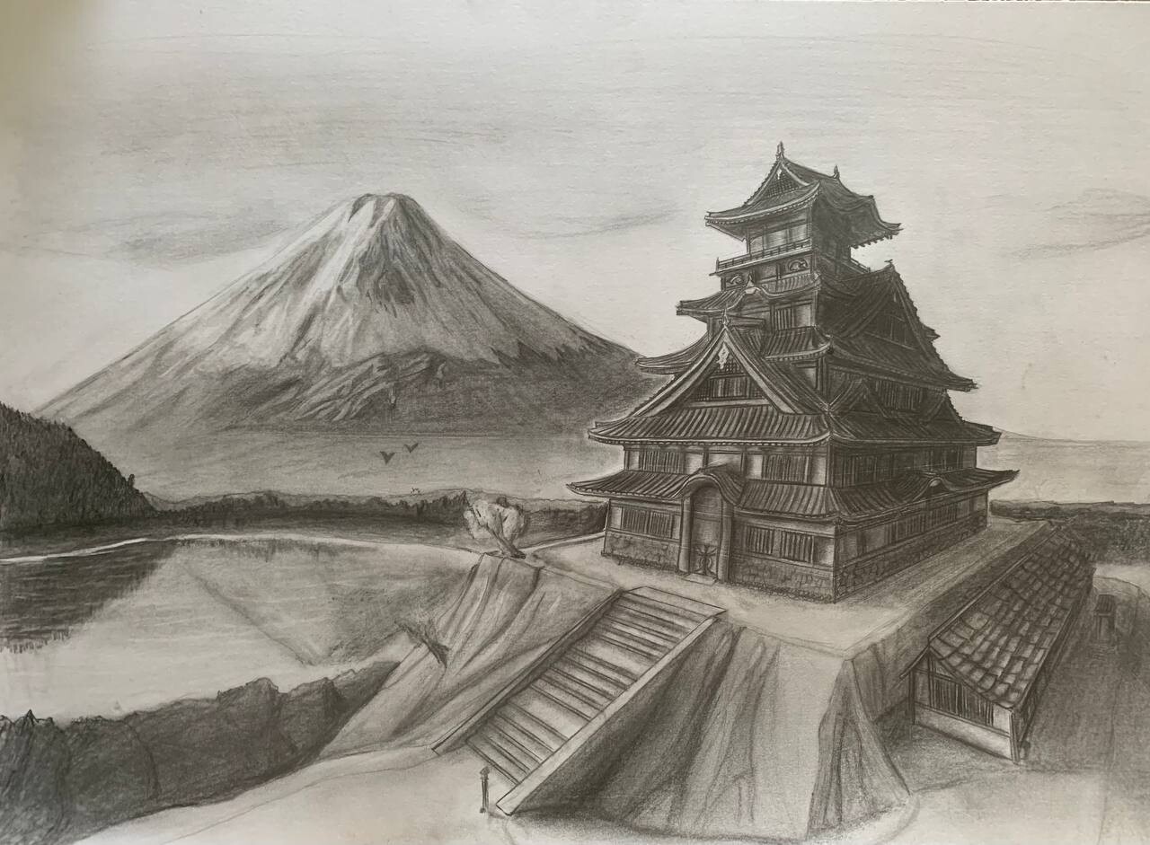 ArtStation - Peaceful Castle Perspective Drawing