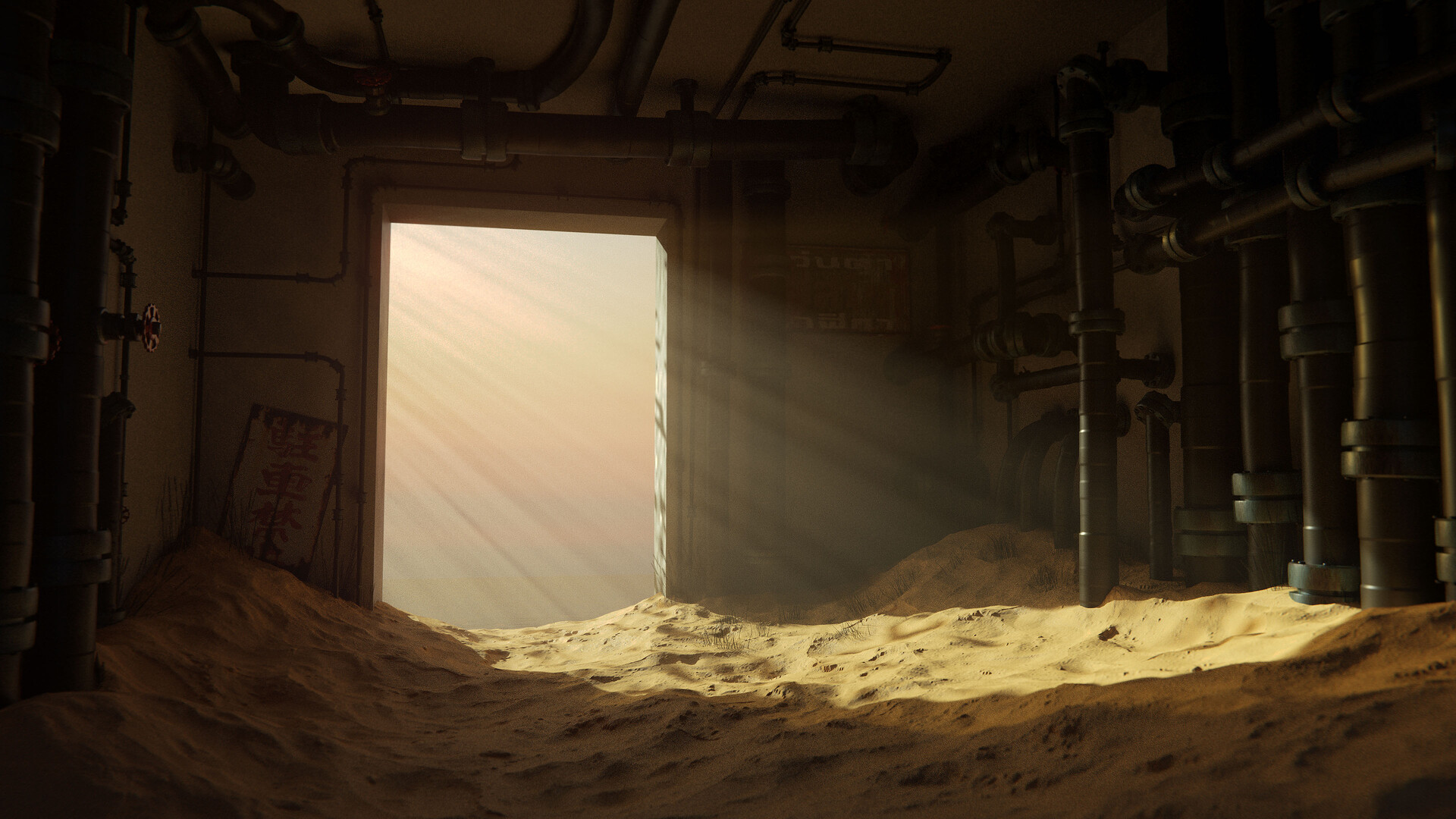 ArtStation - Lighting Study - Room Filled with Sand